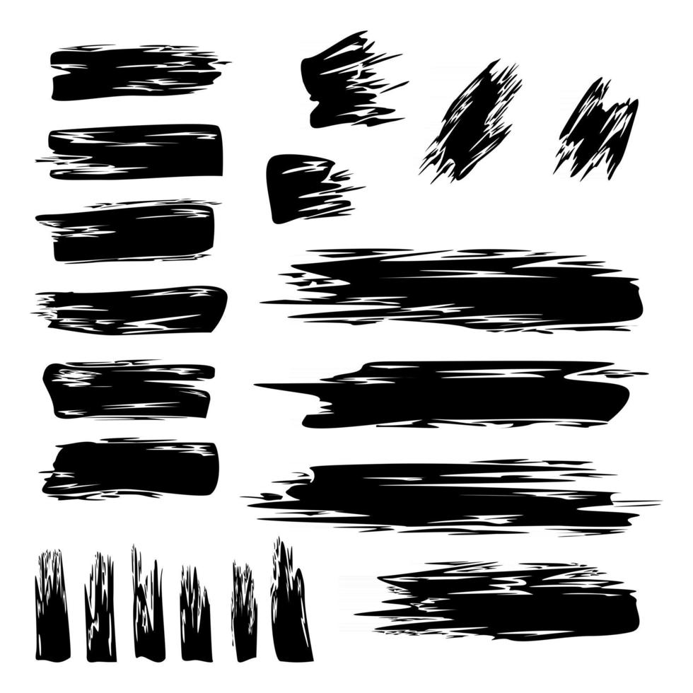 Different strokes of black paint on a white background - Vector 3073658 ...