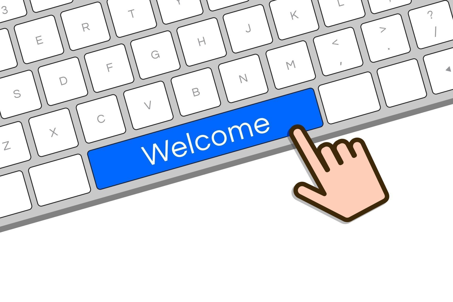 Cursor hand on Welcome computer Keyboard button 3075177 Vector Art at ...