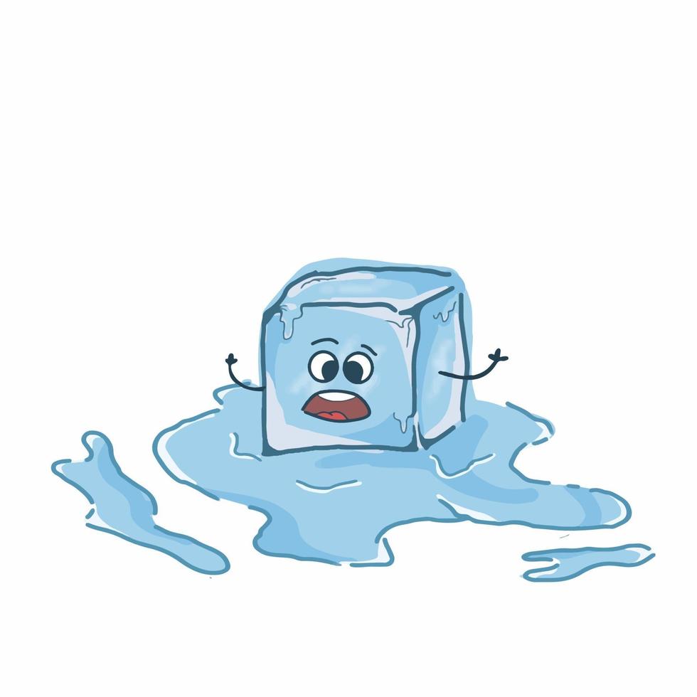 A Scared Melting Ice Cube With Character Vector Template Design