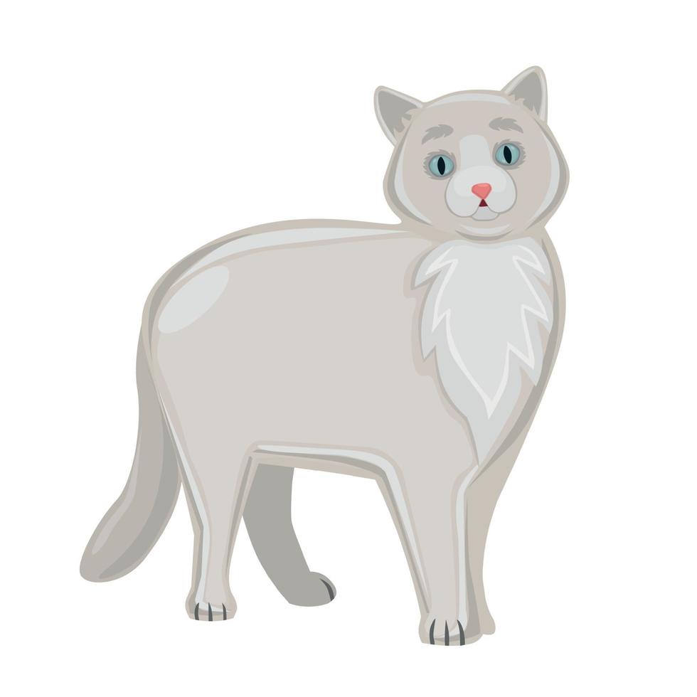 Realistic white cat on a white background - Vector 3079983 Vector Art ...