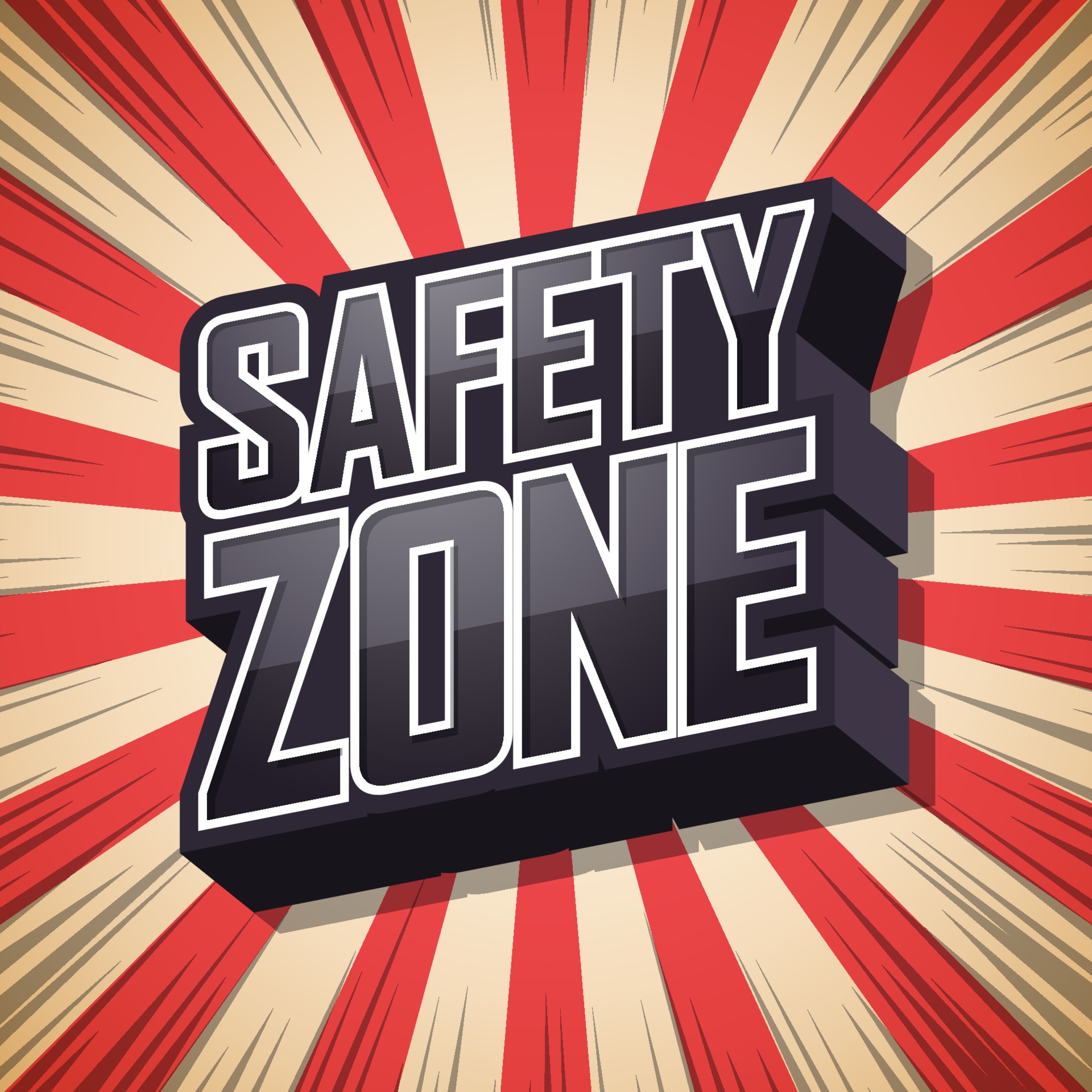 Safety zone, speech bubble text shadow, retro background. 3083531 ...