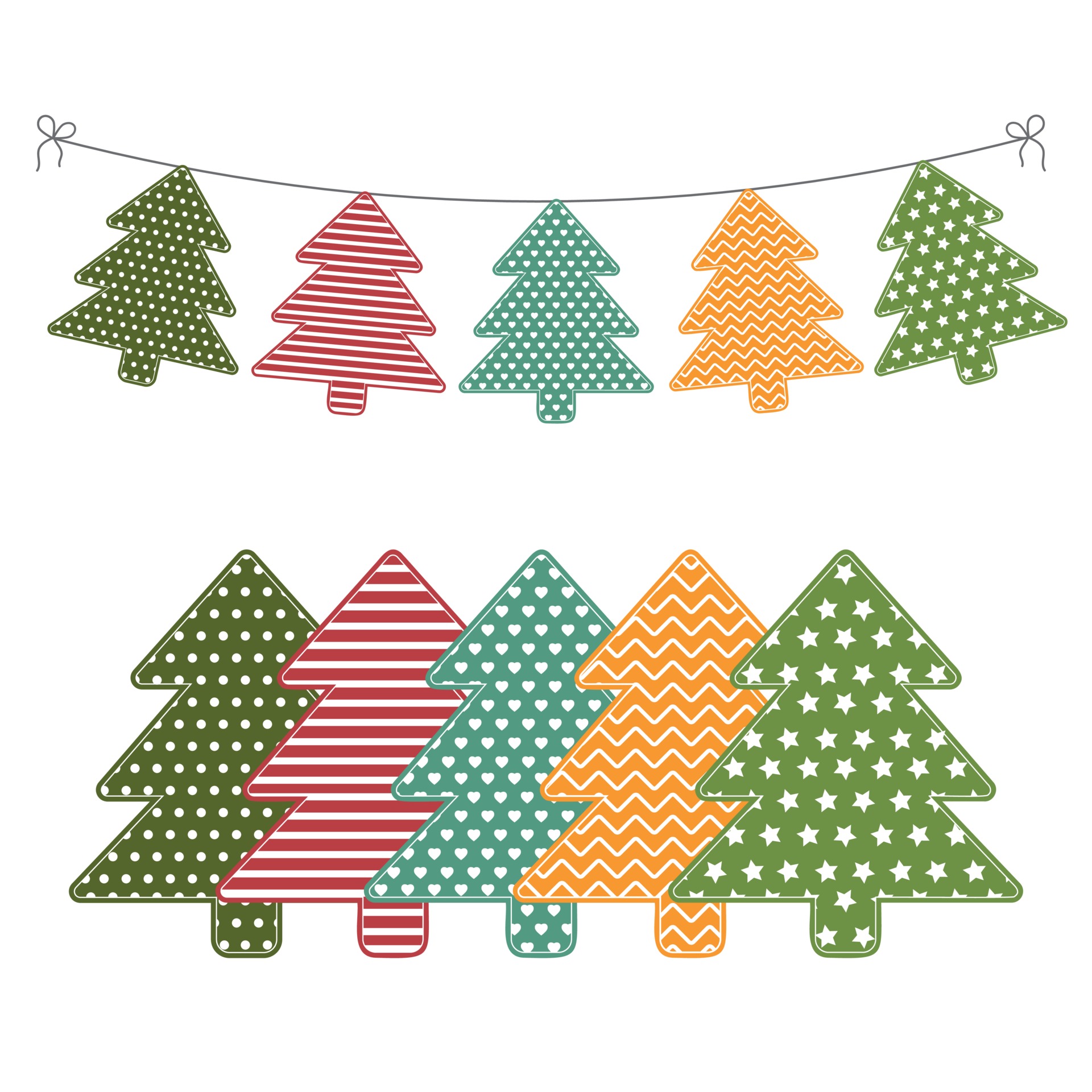 Christmas trees with ornaments, color vector illustration 3084542 ...