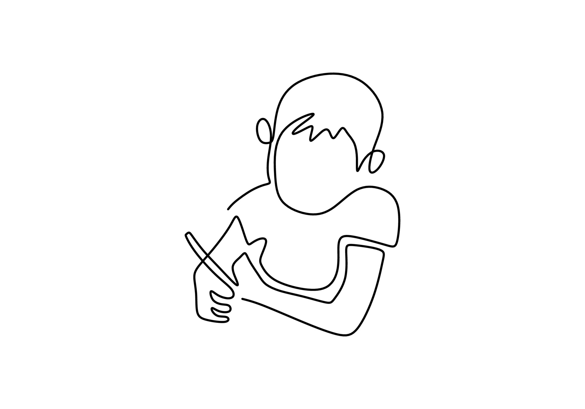 Continuous one line drawing of little boy is painting 3086796 Vector ...
