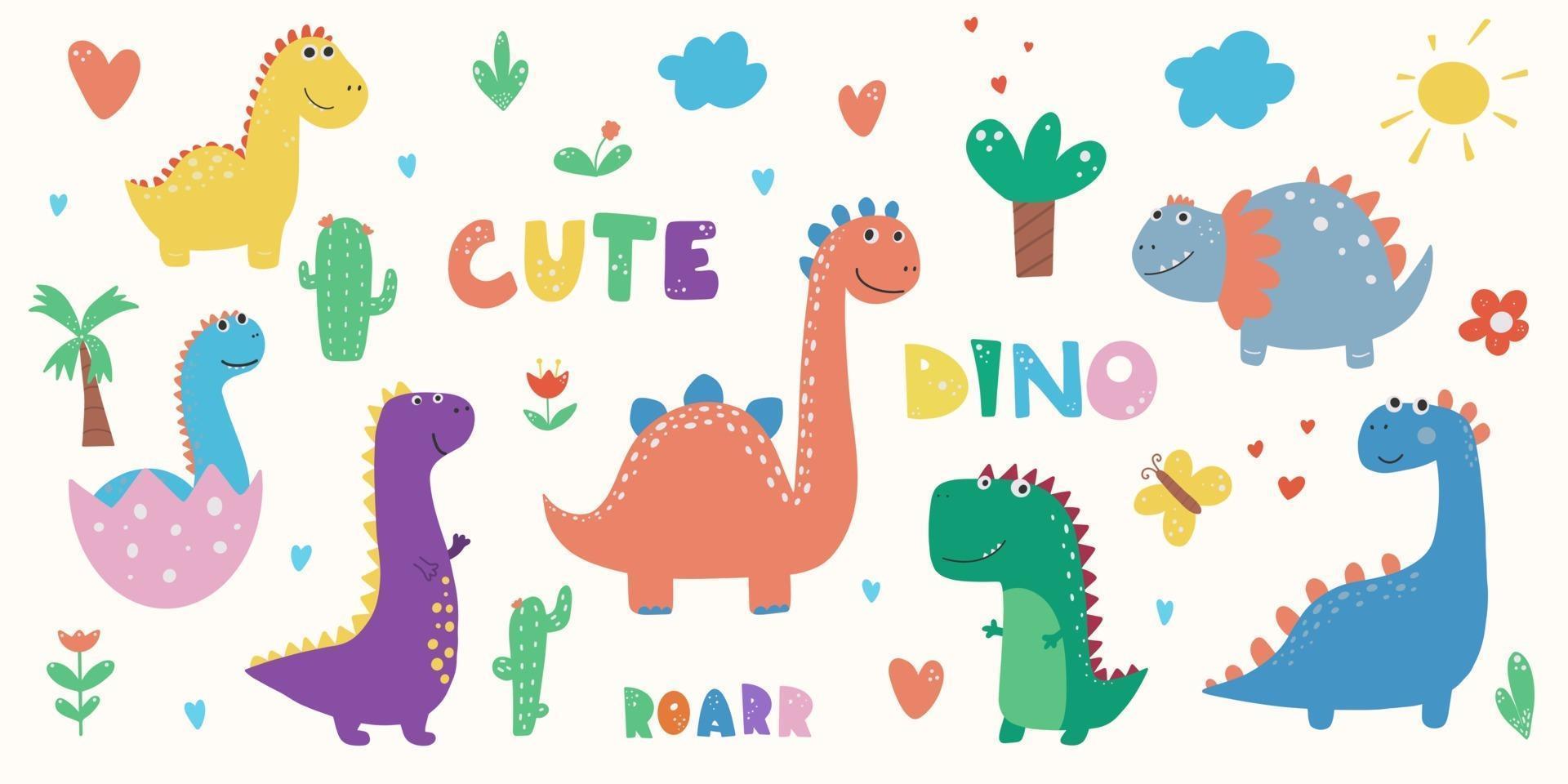 Dinosaur Clipart Dino Clipart Cute Dinosaur Graphics Vector 3087997 ...