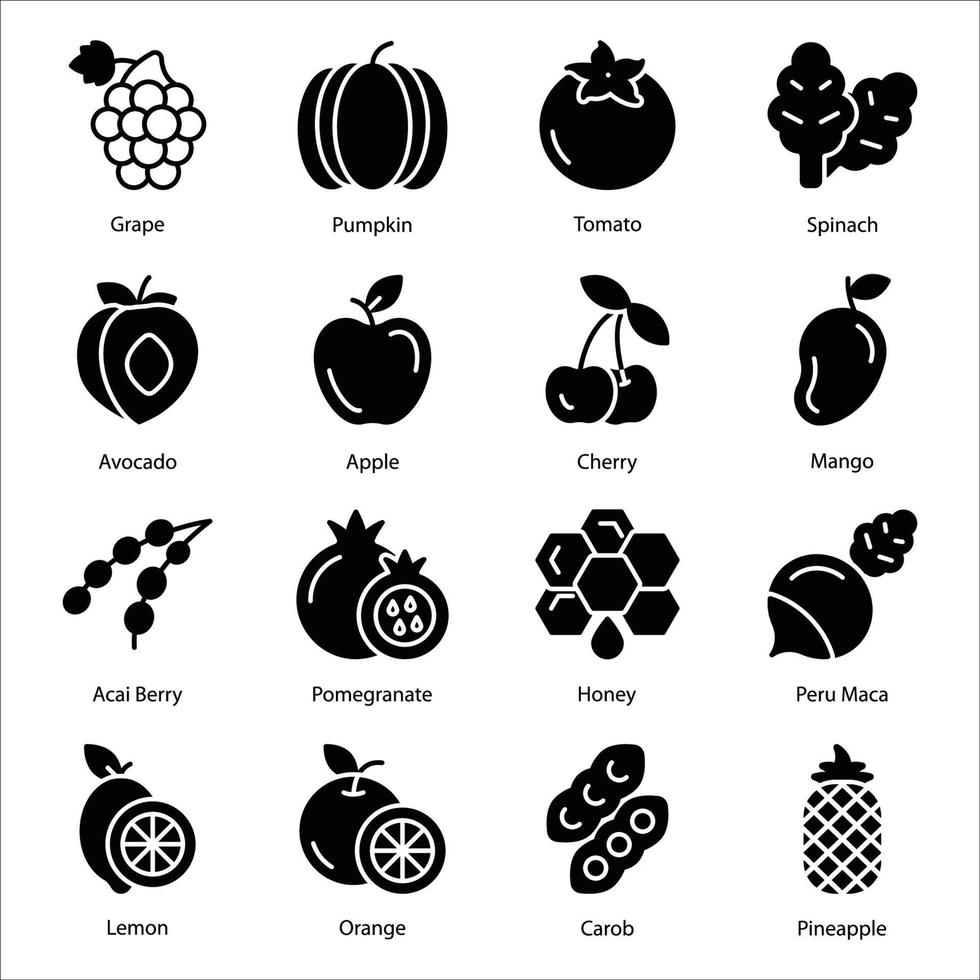Fruits and vegetables Glyph icon set 3091755 Vector Art at Vecteezy Fruits and vegetables Glyph icon set 3091755 Vector Art at Vecteezy