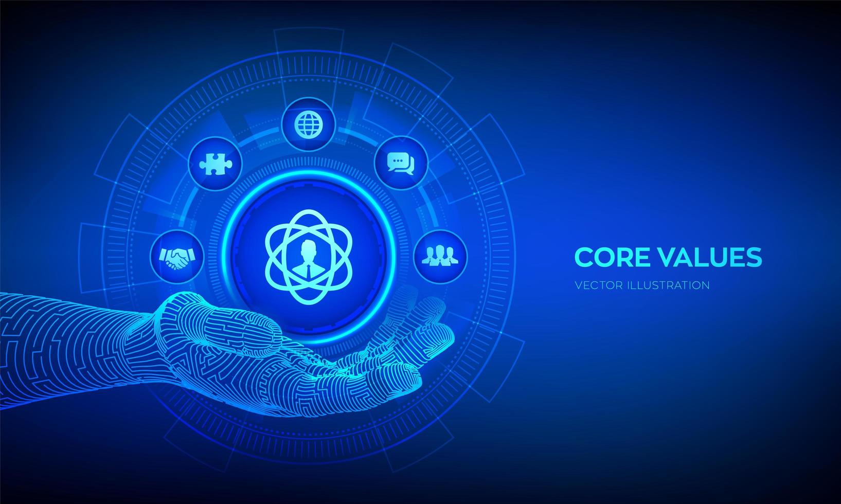 Core Values icon in robotic hand. 3098732 Vector Art at Vecteezy Core Values icon in robotic hand. 3098732 Vector Art at Vecteezy