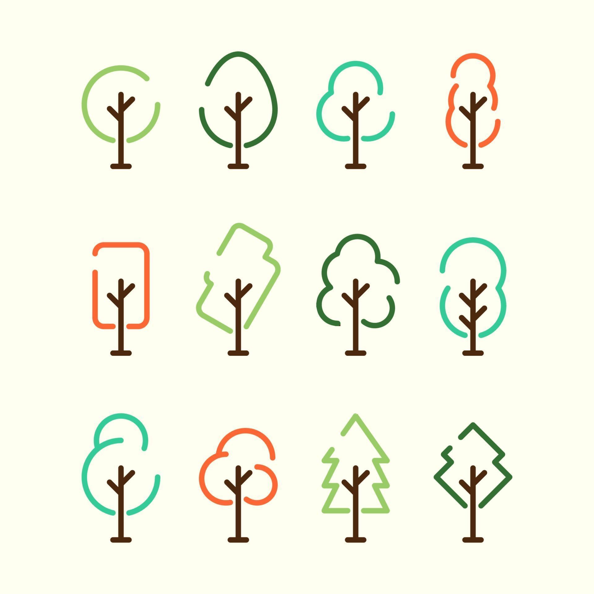 Simple Tree Icon Set Template 3100168 Vector Art at Vecteezy