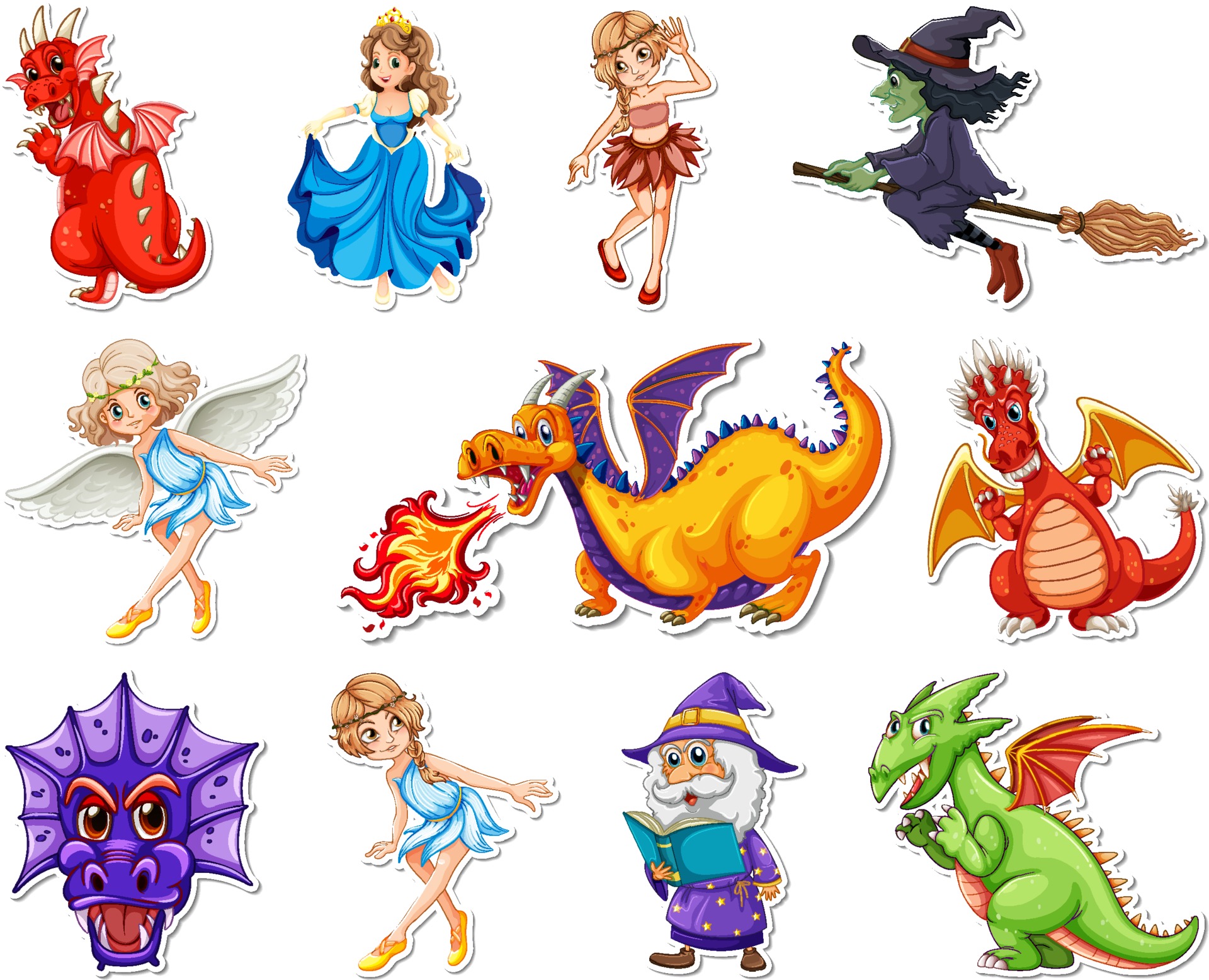 conjunto de pegatinas con diferentes personajes de dibujos animados de ... conjunto de pegatinas con diferentes personajes de dibujos animados de ...