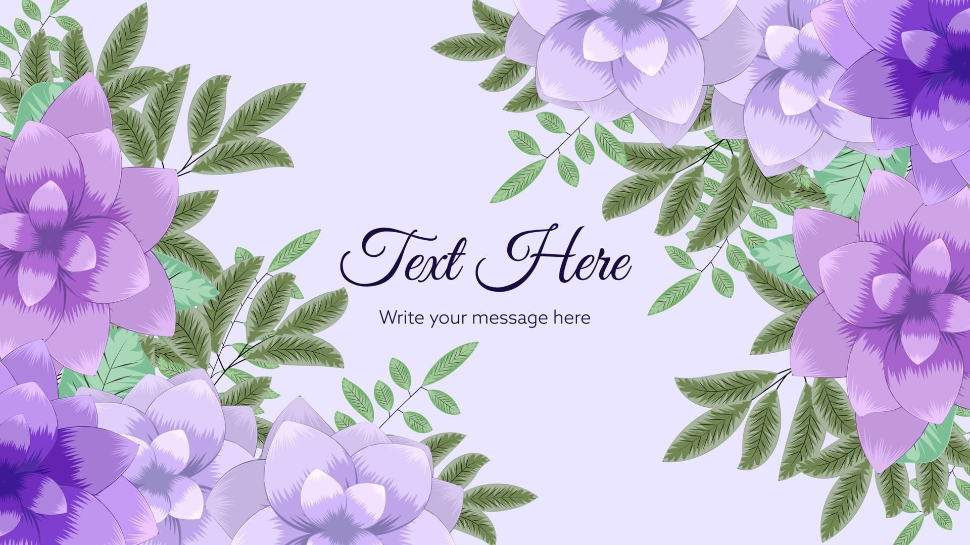 Colorful spring floral background template elegant flowers, leaves ...