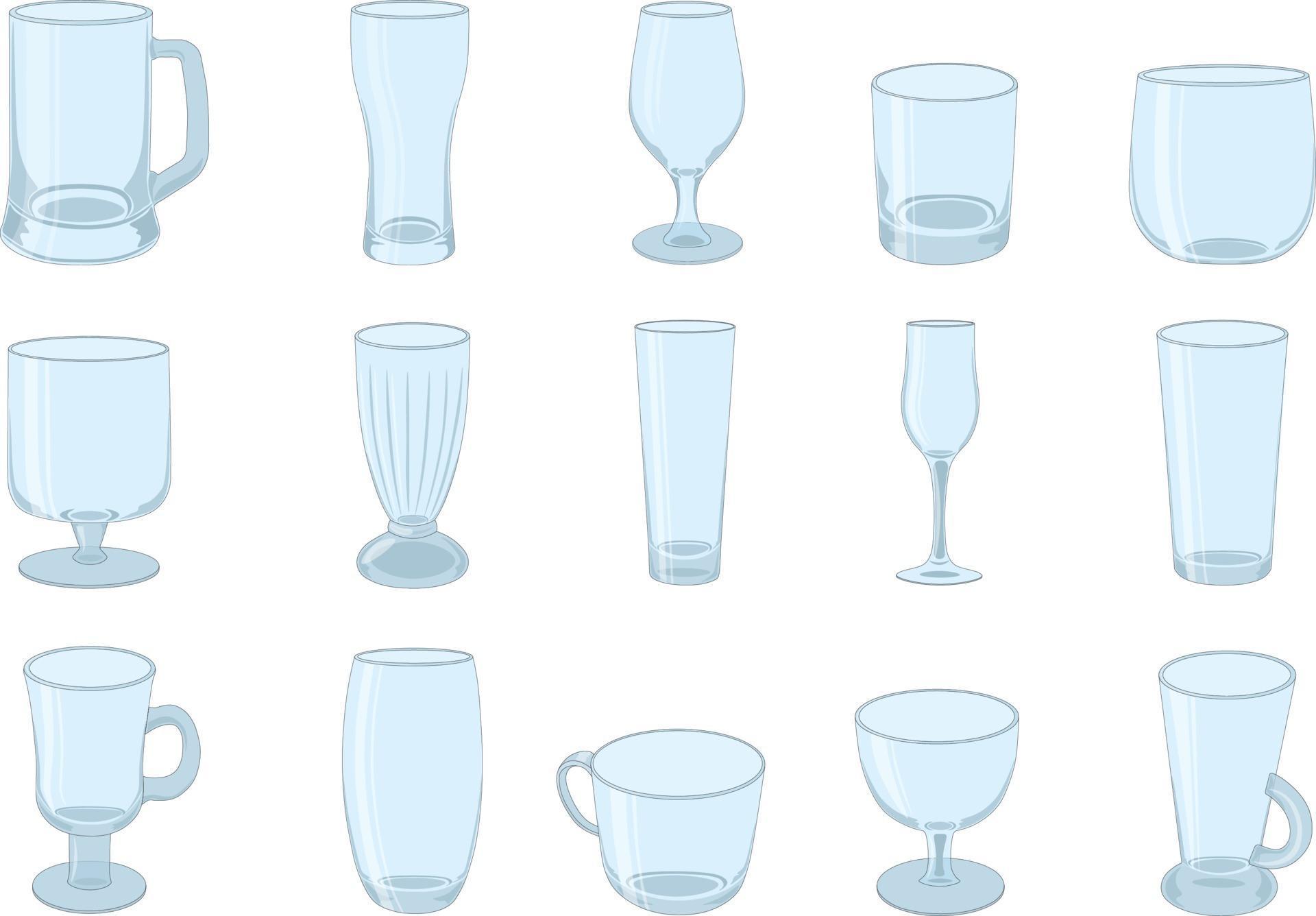 Different Types Of Drinking Glasses Collection Vector Illustration 3111154 Vector Art At Vecteezy
