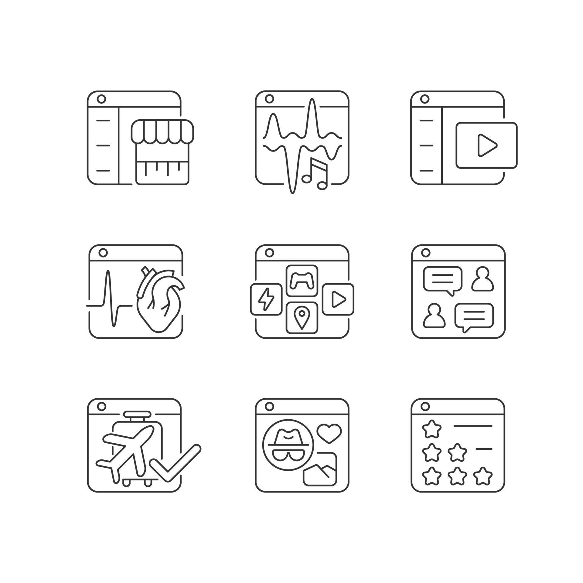Digital platforms linear icons set 3117770 Vector Art at Vecteezy Digital platforms linear icons set 3117770 Vector Art at Vecteezy