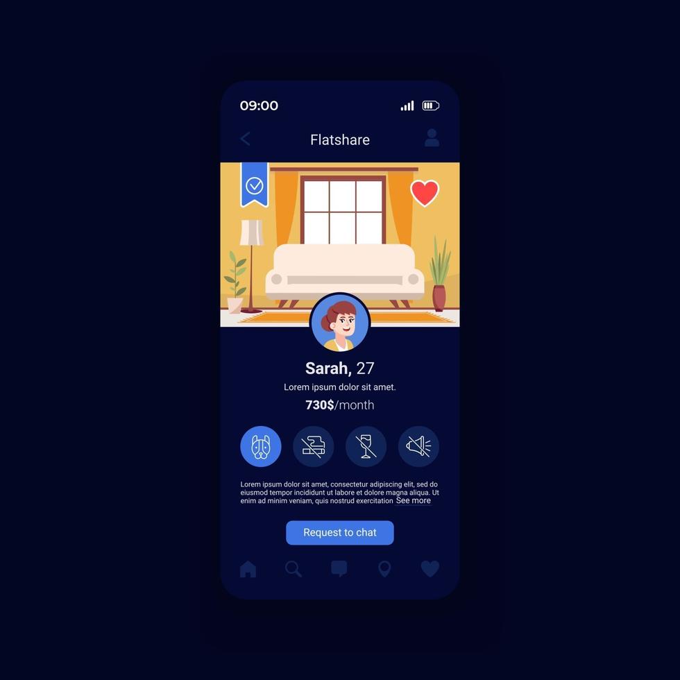 Flatshare application smartphone interface vector template 3117788 ... Flatshare application smartphone interface vector template 3117788 ...
