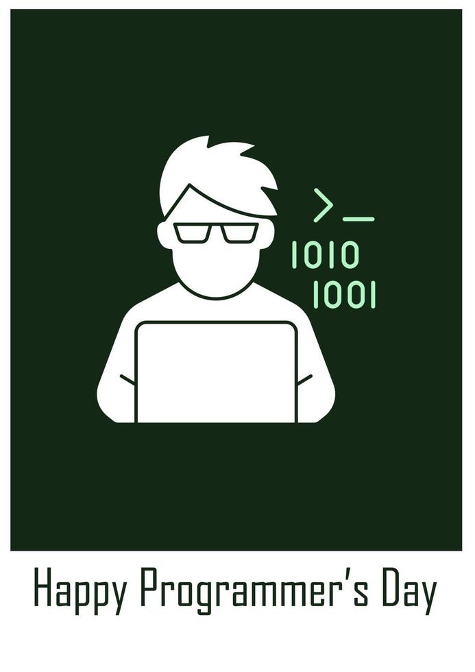 Congratulations to programmers greeting card with glyph icon element ...