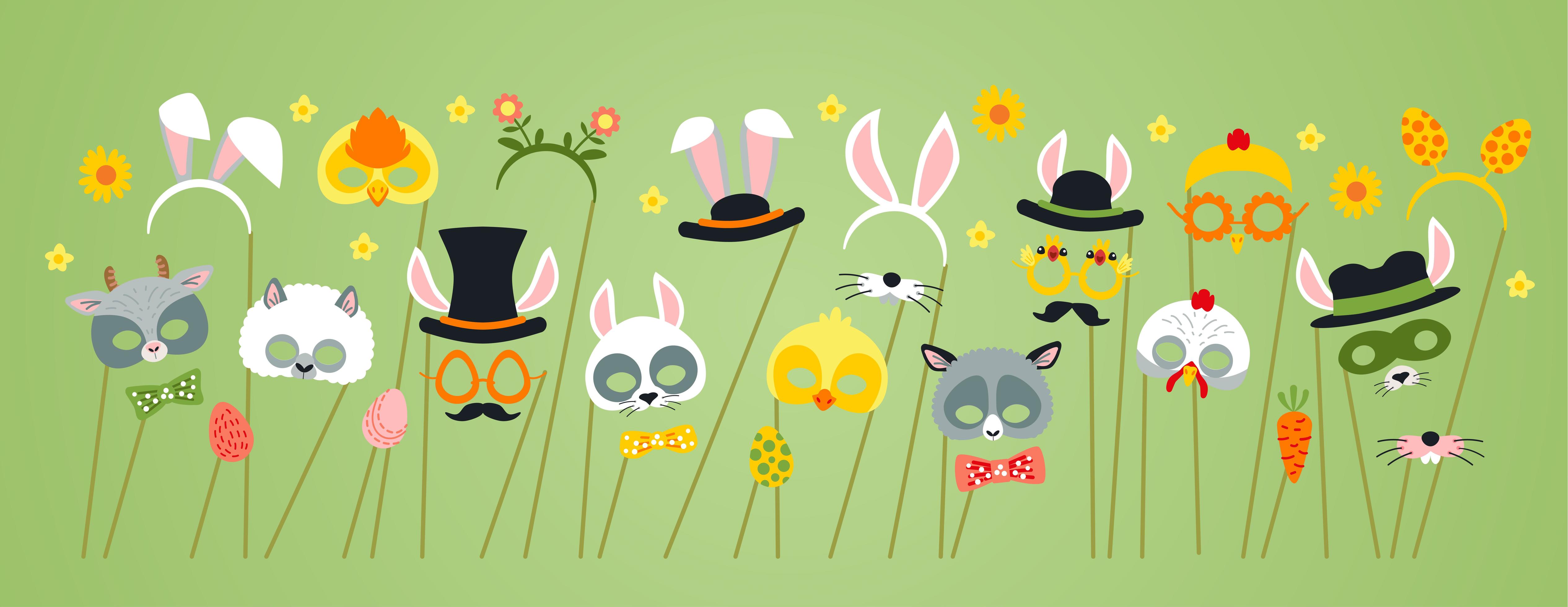 Cute Easter photo booth props party set 3120354 Vector Art at Vecteezy