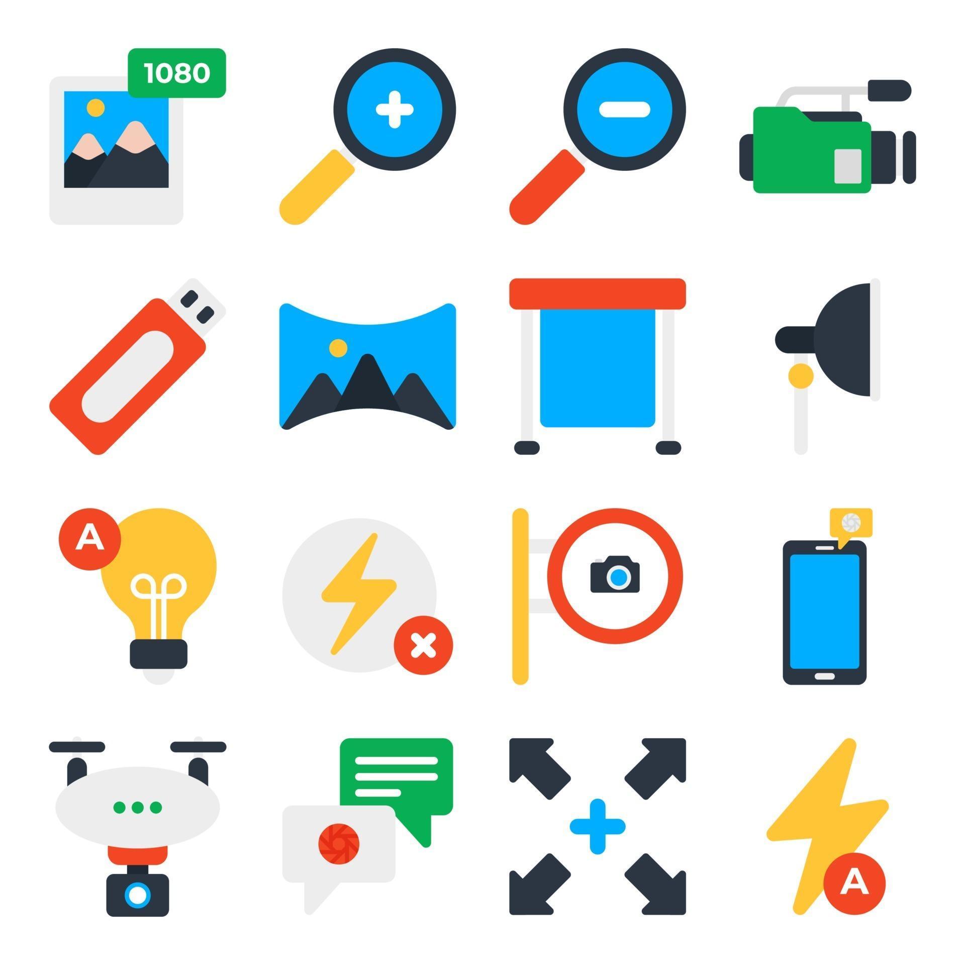 Pack of Photographic Tools Flat Icons 3126426 Vector Art at Vecteezy