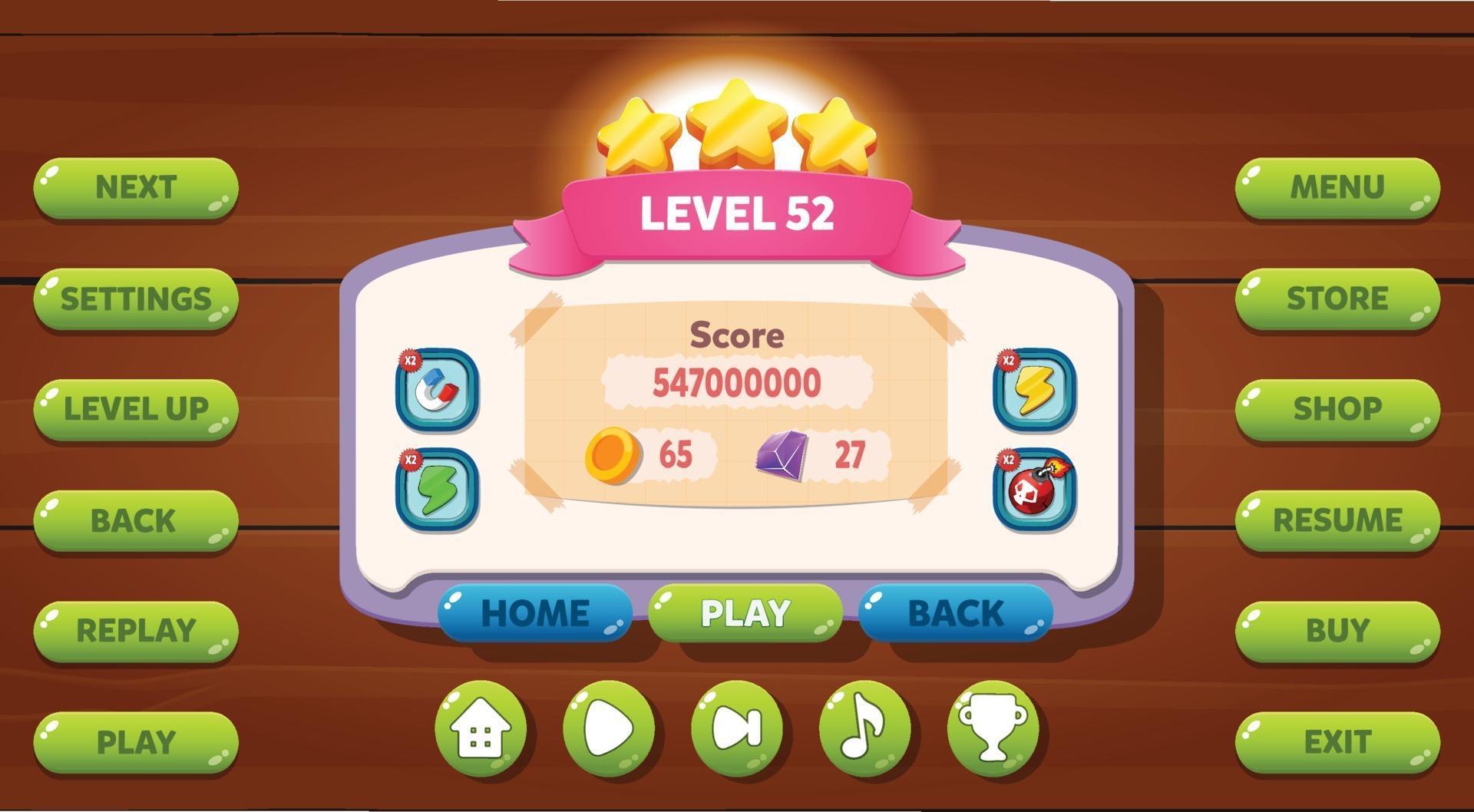 Casual Game UI menu pop up buttons 3132283 Vector Art at Vecteezy