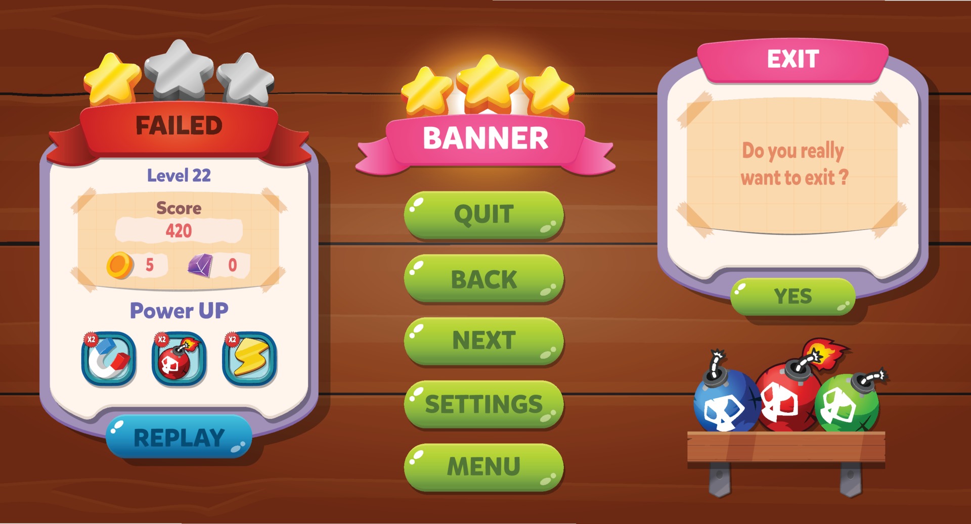 Casual Game UI menu pop up buttons 3132287 Vector Art at Vecteezy