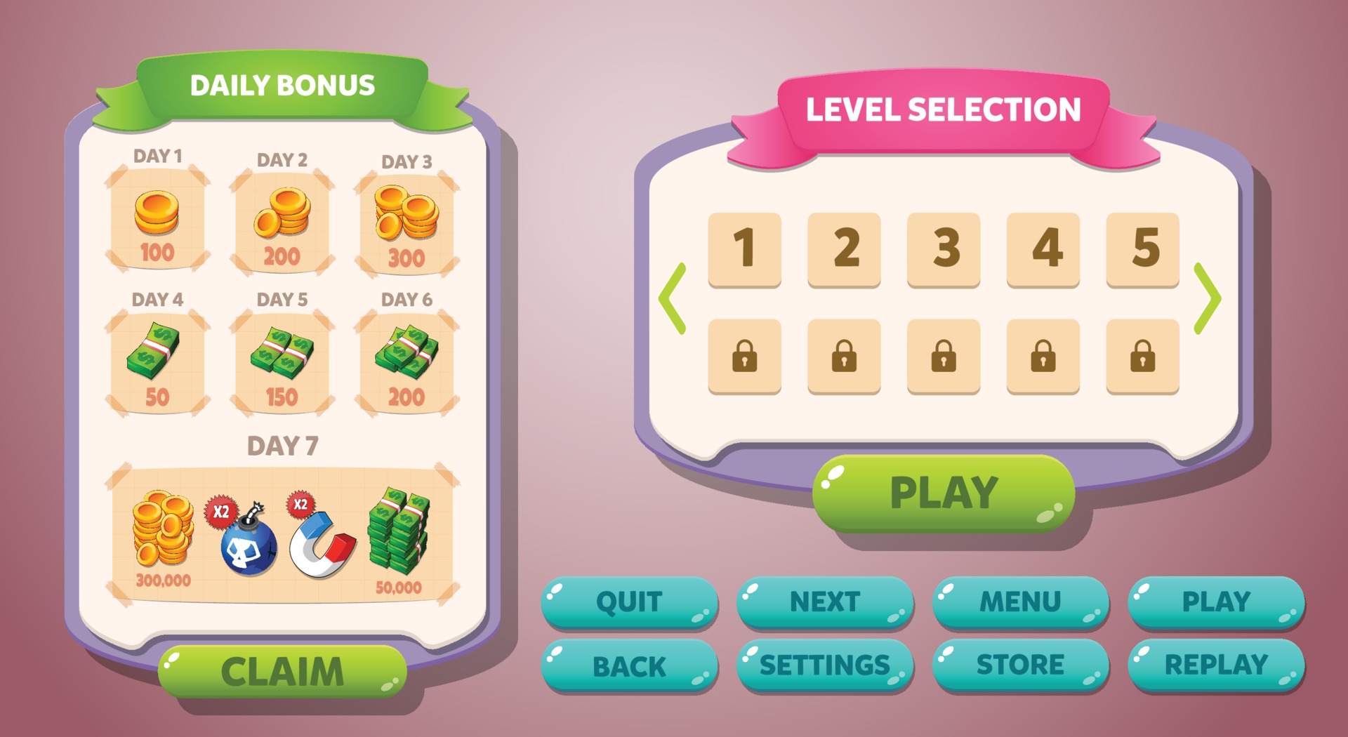 Casual Game UI menu pop up buttons 3132290 Vector Art at Vecteezy
