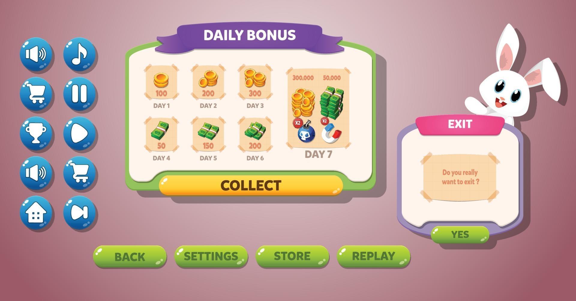 Casual Game UI menu pop up buttons 3132291 Vector Art at Vecteezy