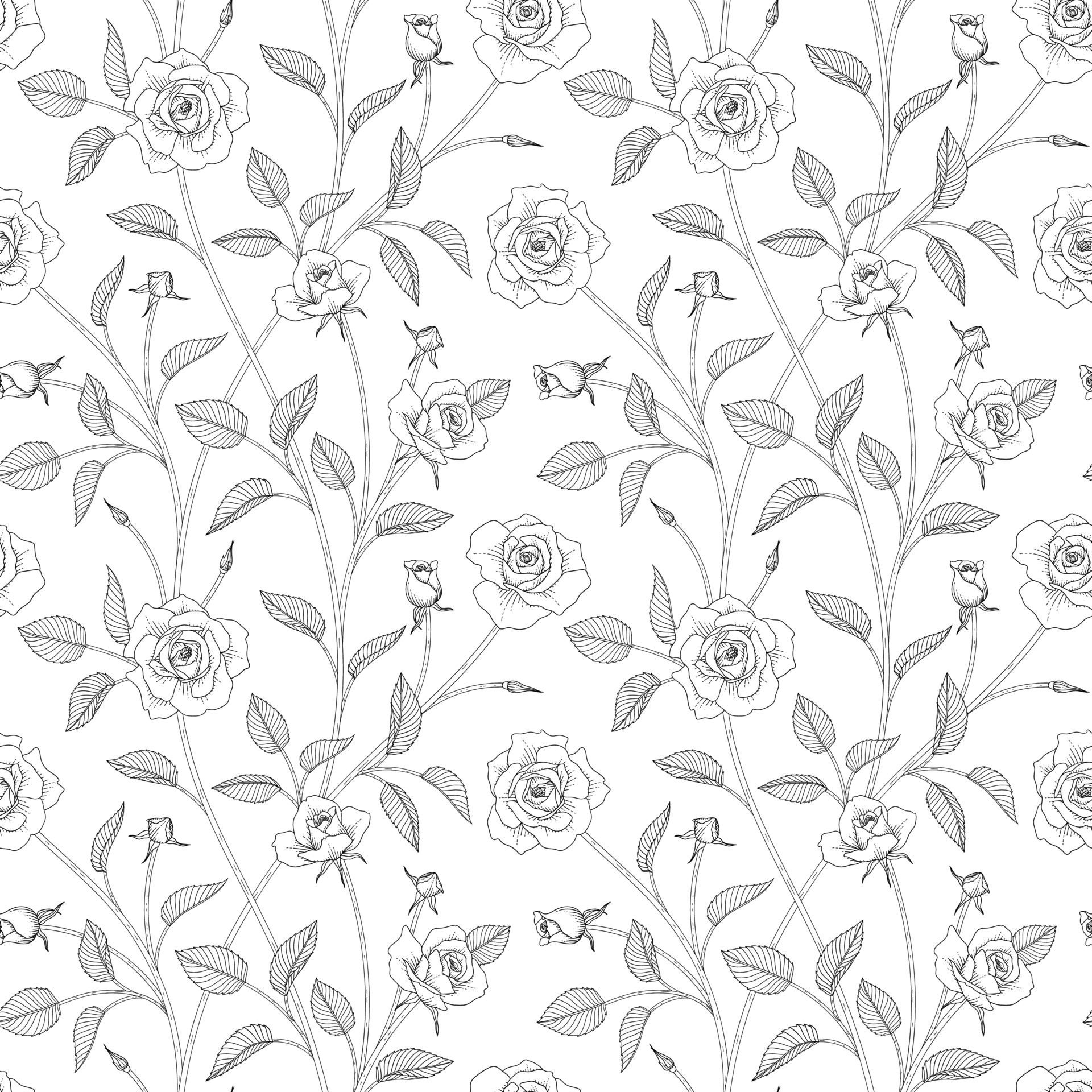 Seamless pattern rose floral hand drawn illustration. 3132345 Vector ...