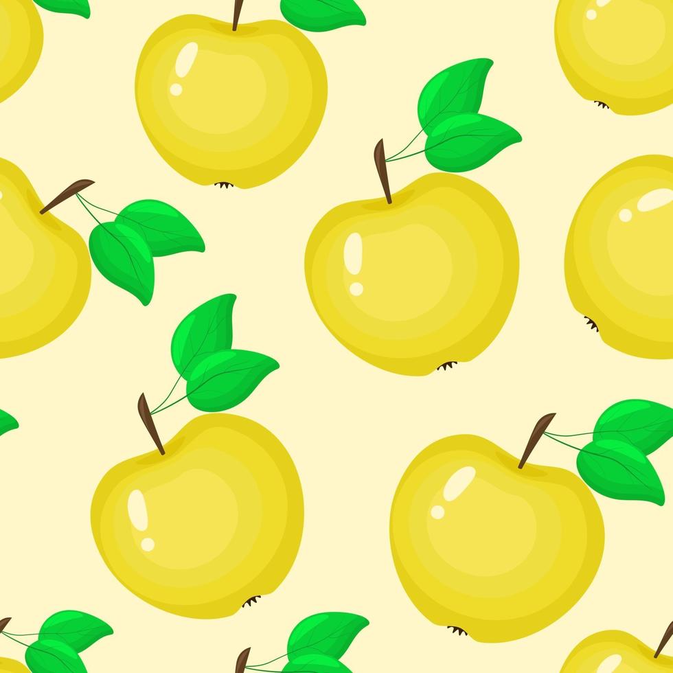 Bright Yellow Apples Seamless Pattern Vector Illustration 3132550