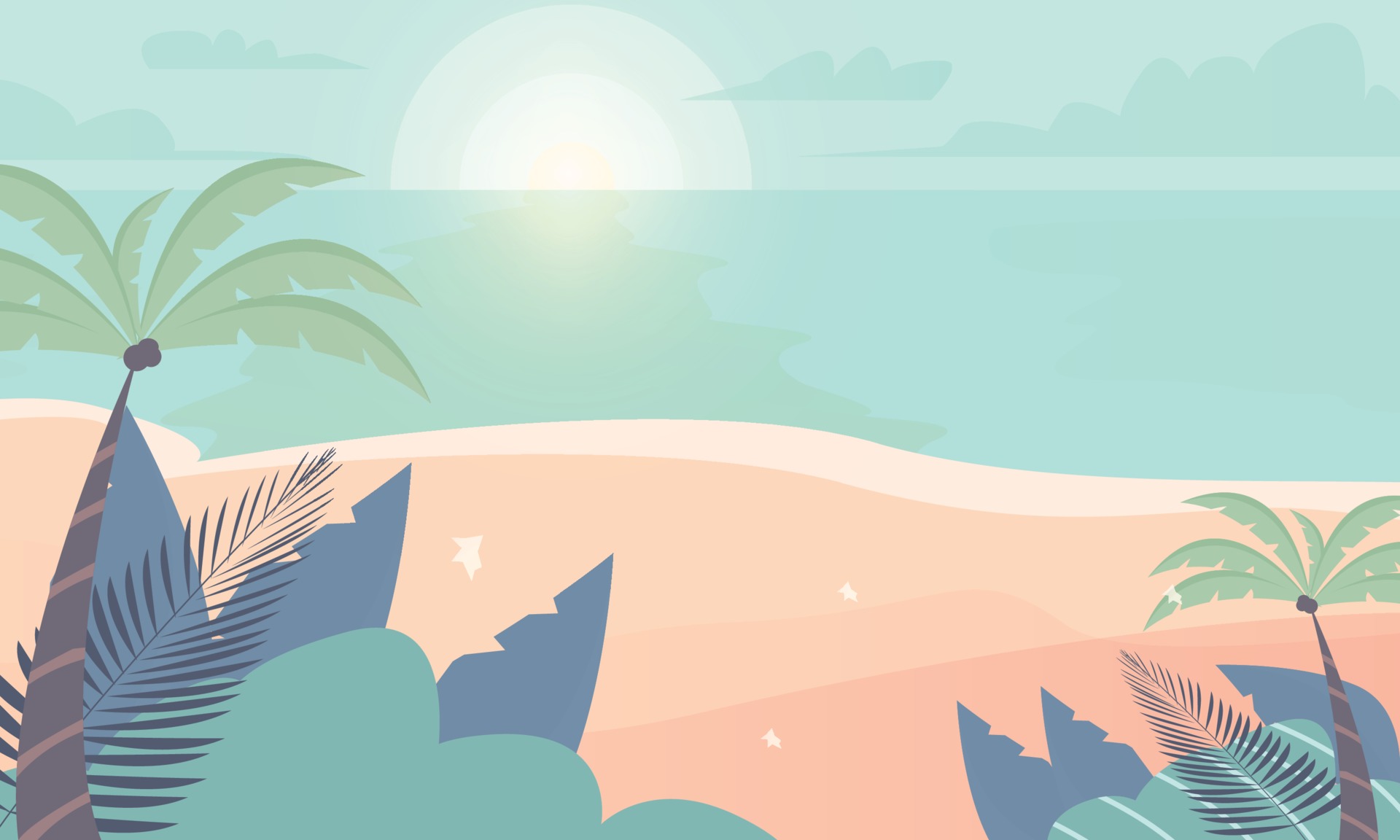 Sea panorama tropical beach vector background flat design 3144243 ...