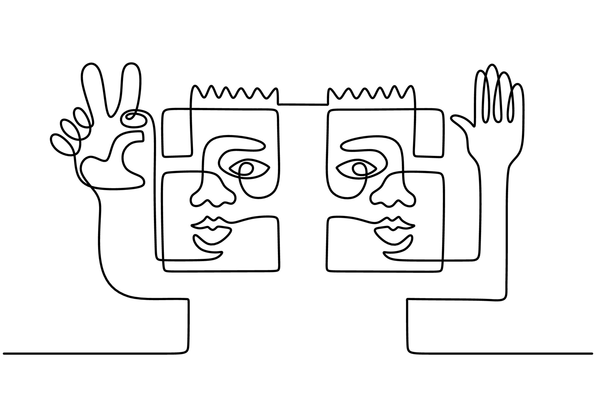 One Continuous Line Drawing Abstract Face 3144294 Vector Art At Vecteezy