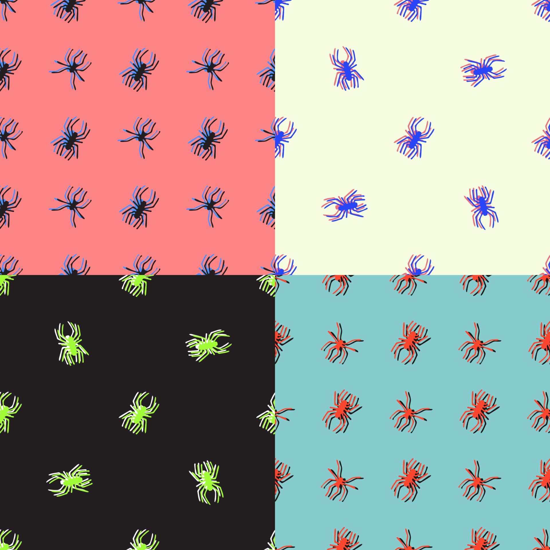 Seamless patterns with spiders. Vector Halloween backgrounds 3145919 ...