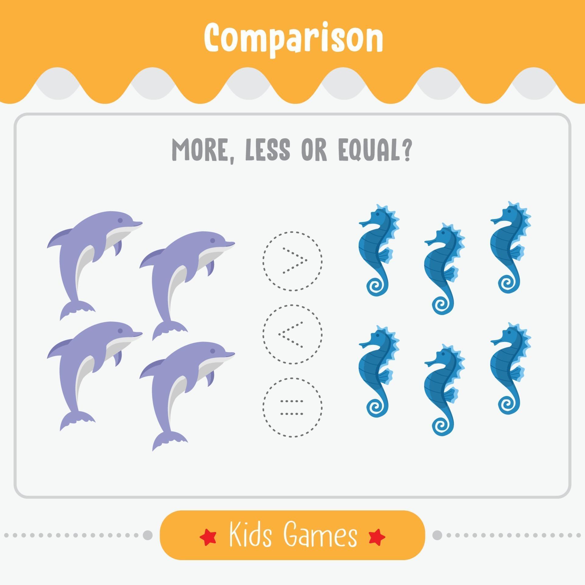 Math game comparison of number for kids more less or equal 3150443 ...