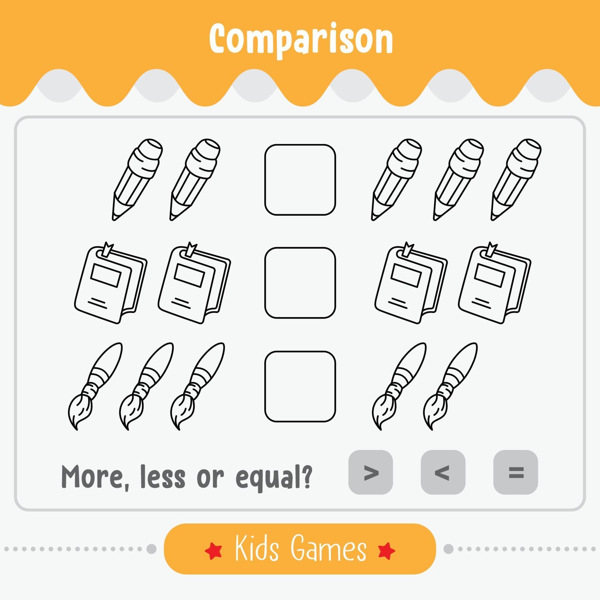 Math game comparison of number for kids more less or equal 3150446 ...