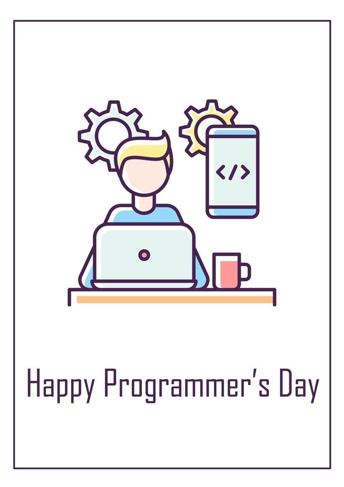 Celebrate programmers day greeting card with color icon element 3159697 ...