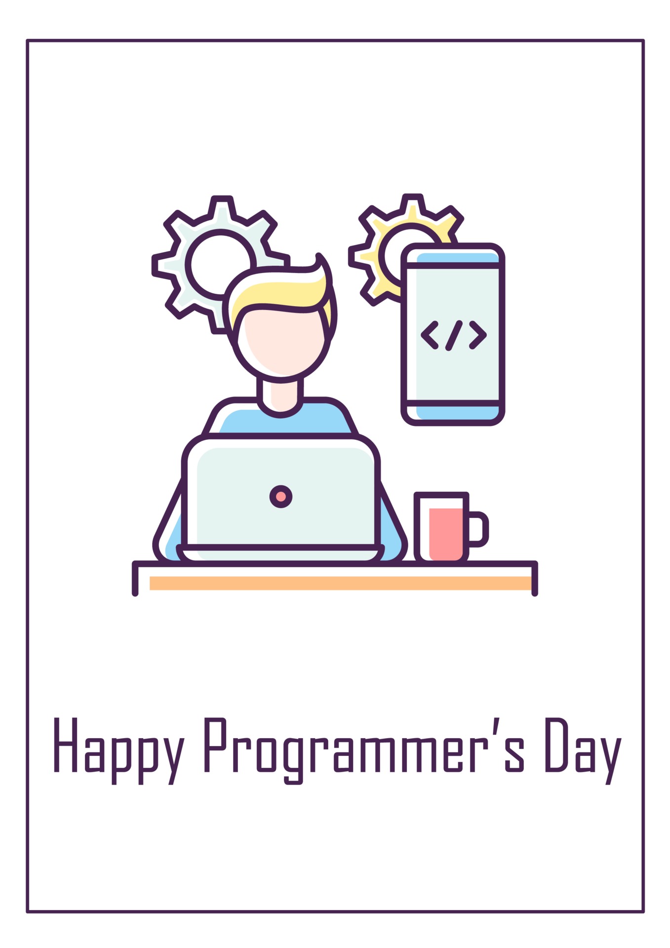 Celebrate programmers day greeting card with color icon element 3159697 ...