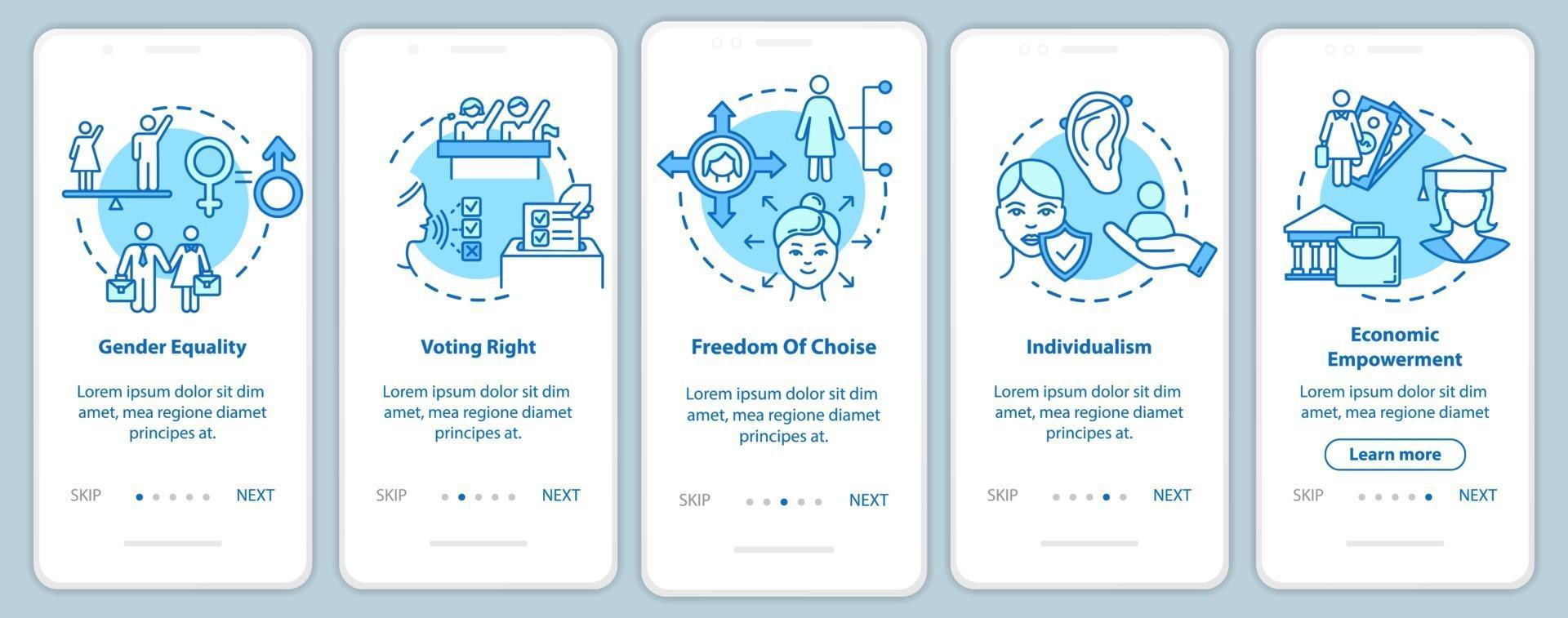 Gender Equality Onboarding Mobile App Page Screen With Concepts 3159704 Vector Art At Vecteezy