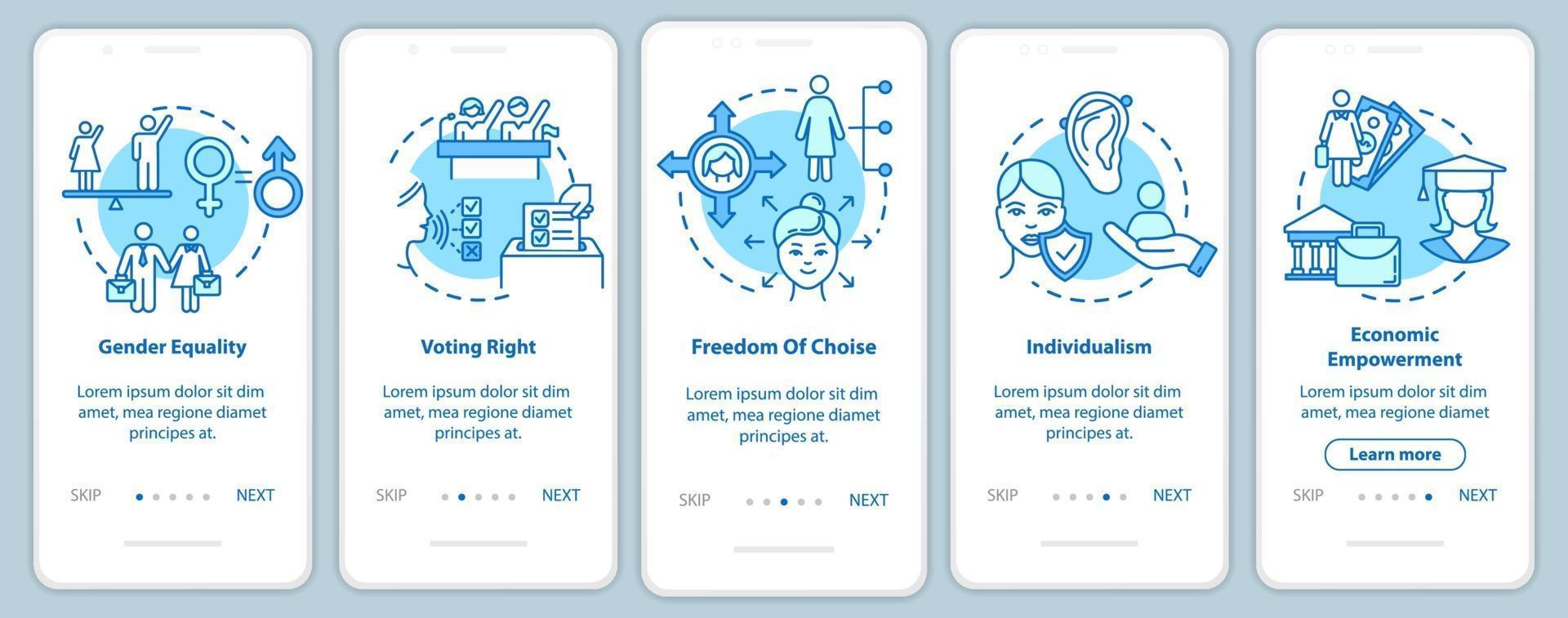 Gender Equality Onboarding Mobile App Page Screen With Concepts 3159704 Vector Art At Vecteezy