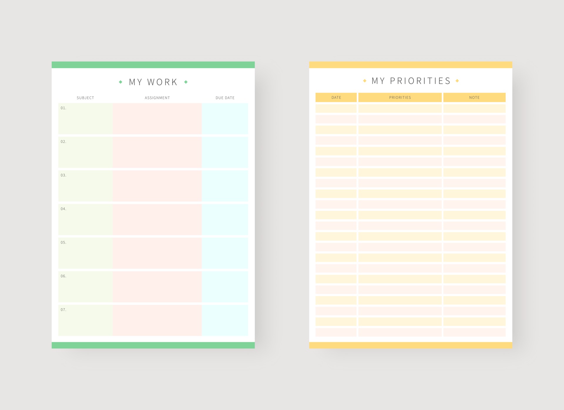 Work and priorities planner template. 3164338 Vector Art at Vecteezy