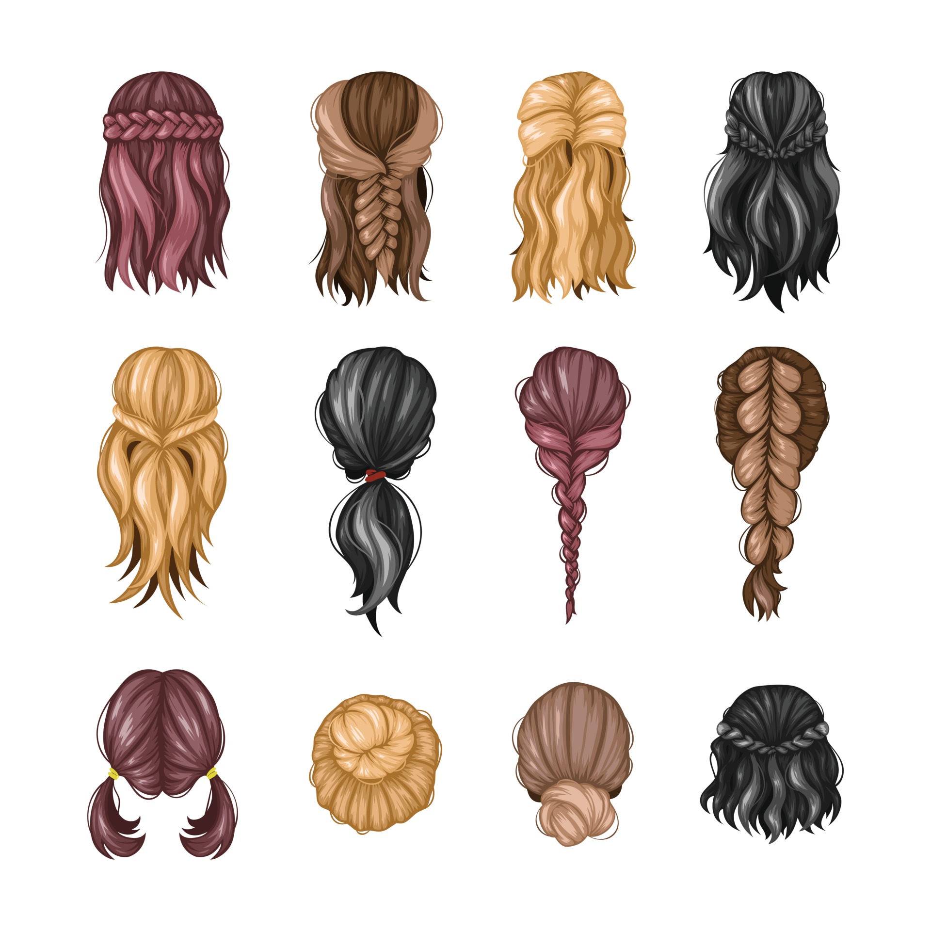 Set Of Variety Women Hairstyles 3167363 Vector Art At Vecteezy