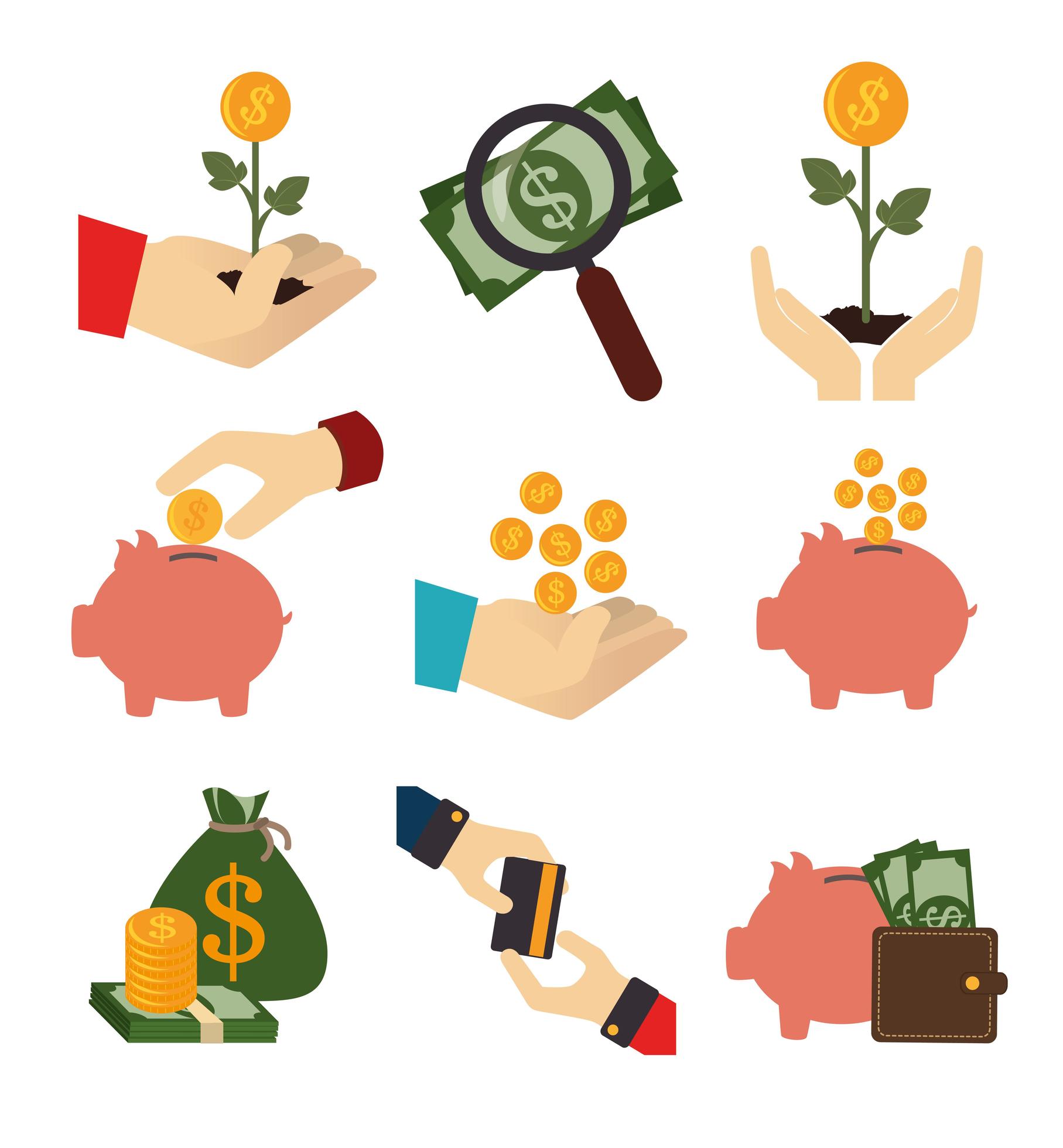 bundle of hands with finance set icons 3168791 Vector Art at Vecteezy