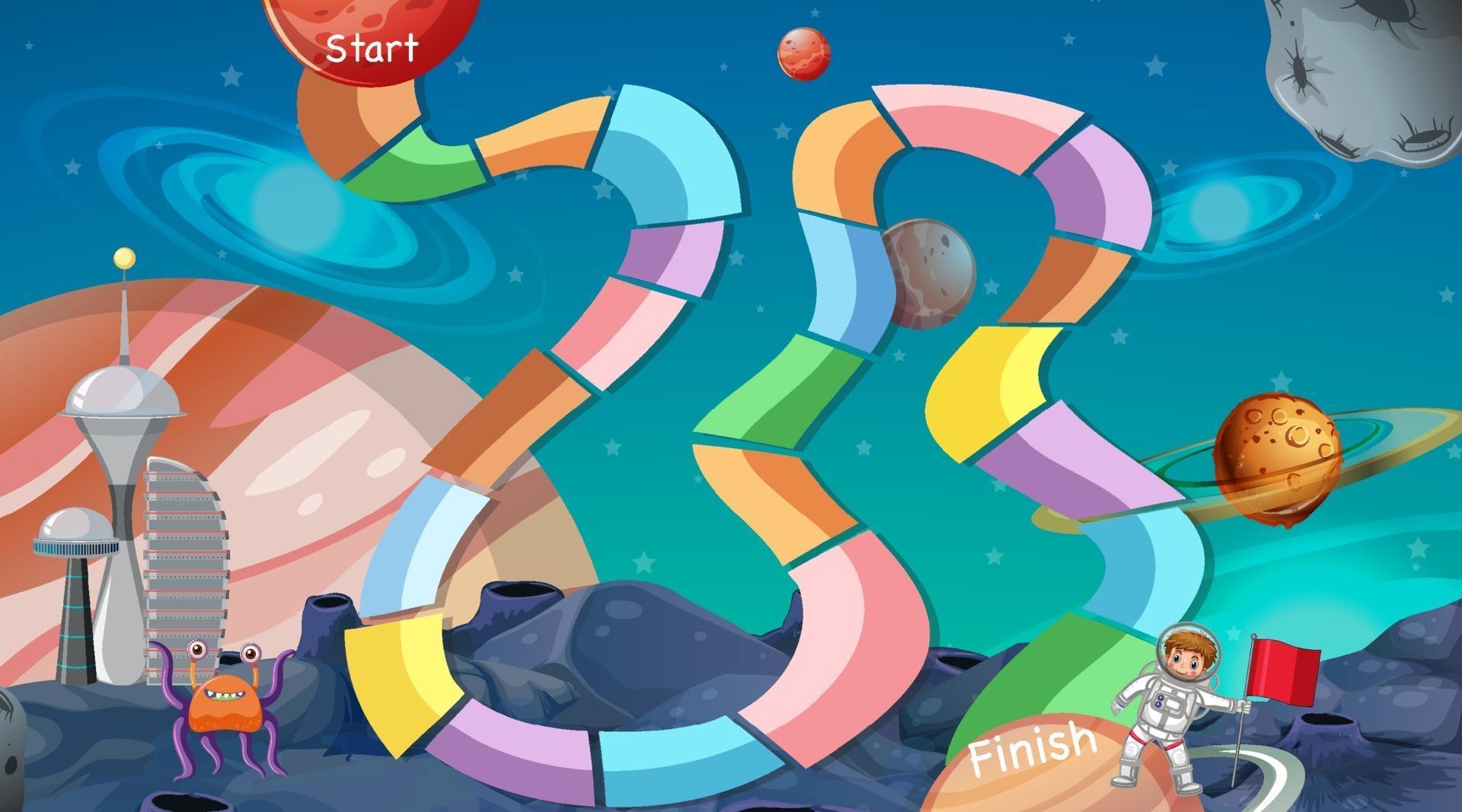 Board game template with space theme 3176179 Vector Art at Vecteezy