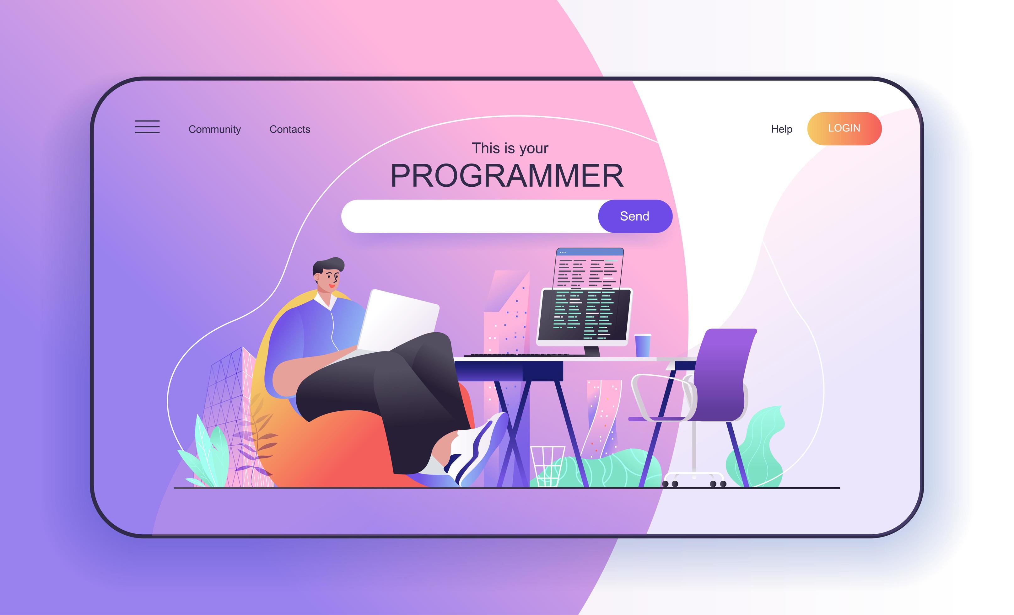 Programmer Concept For Landing Page Template 3182389 Vector Art At Vecteezy
