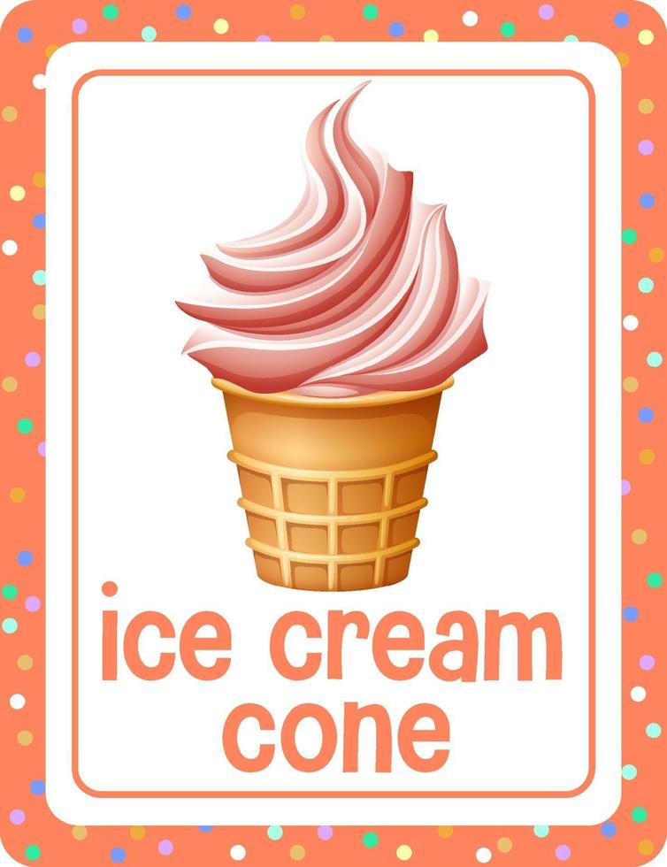Vocabulary flashcard with Ice cream cone 3188303 Vector Art at Vecteezy
