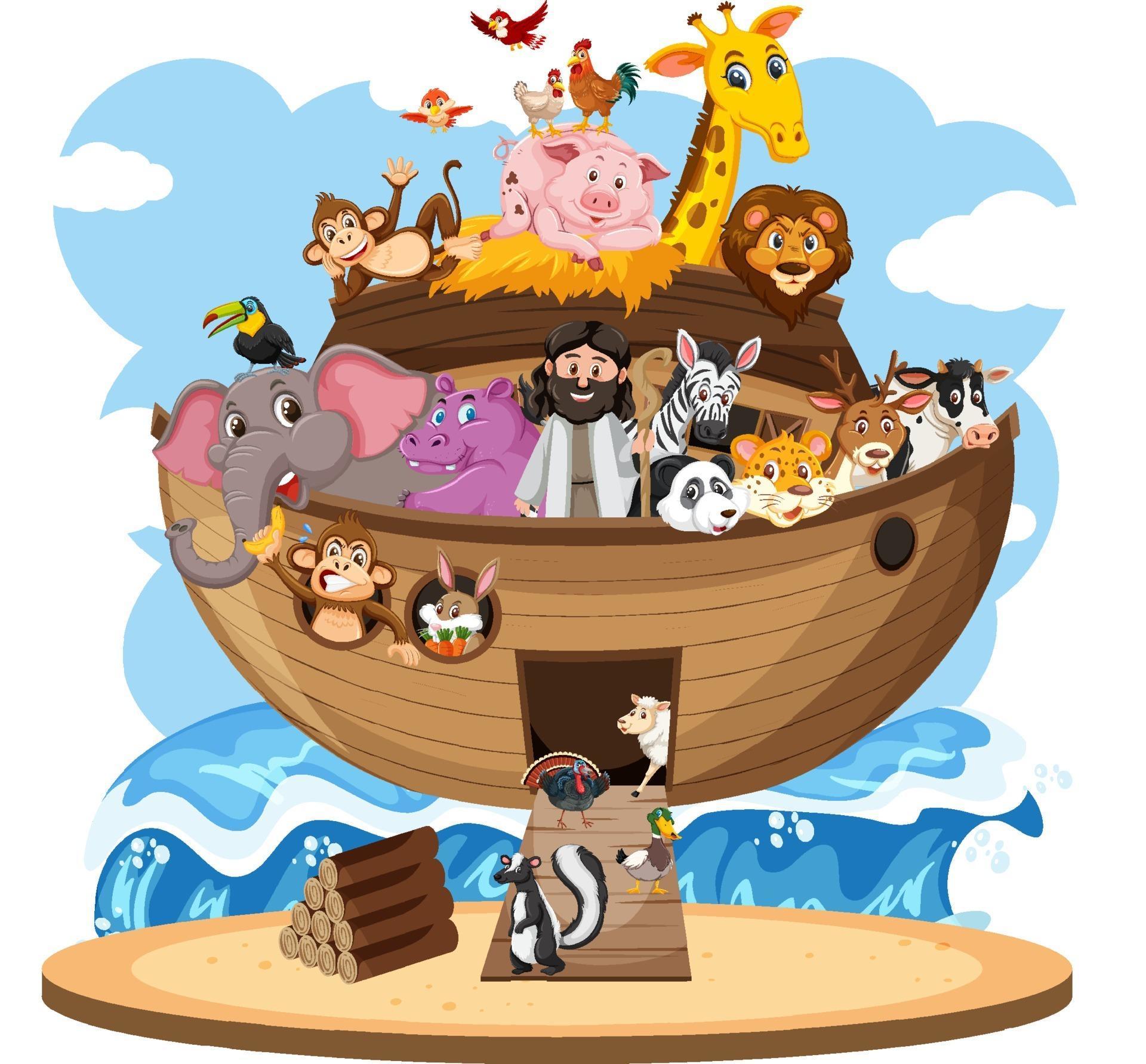 Arca de Noé con animales aislados sobre fondo blanco. 3188774 Vector en ... Arca de Noé con animales aislados sobre fondo blanco. 3188774 Vector en ...