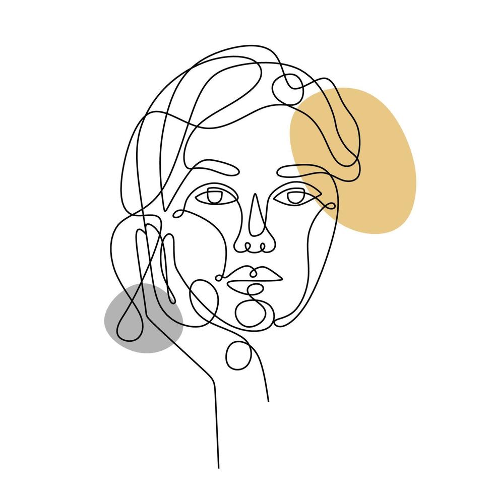 Abstract Woman Face One Line Drawing Portrait Minimalistic Style