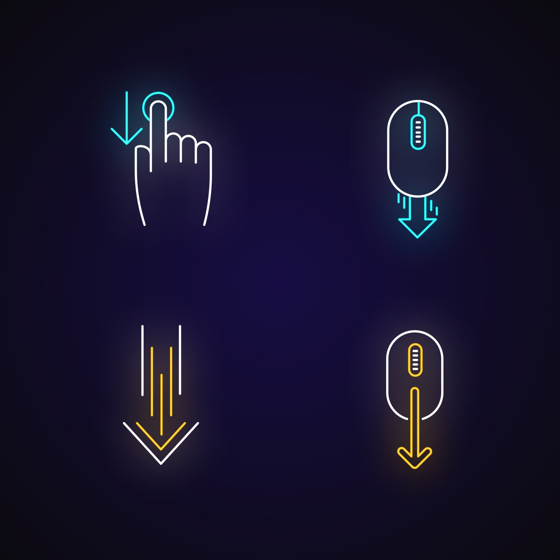 Scrolldown Neon Light Icons Set 3189437 Vector Art At Vecteezy