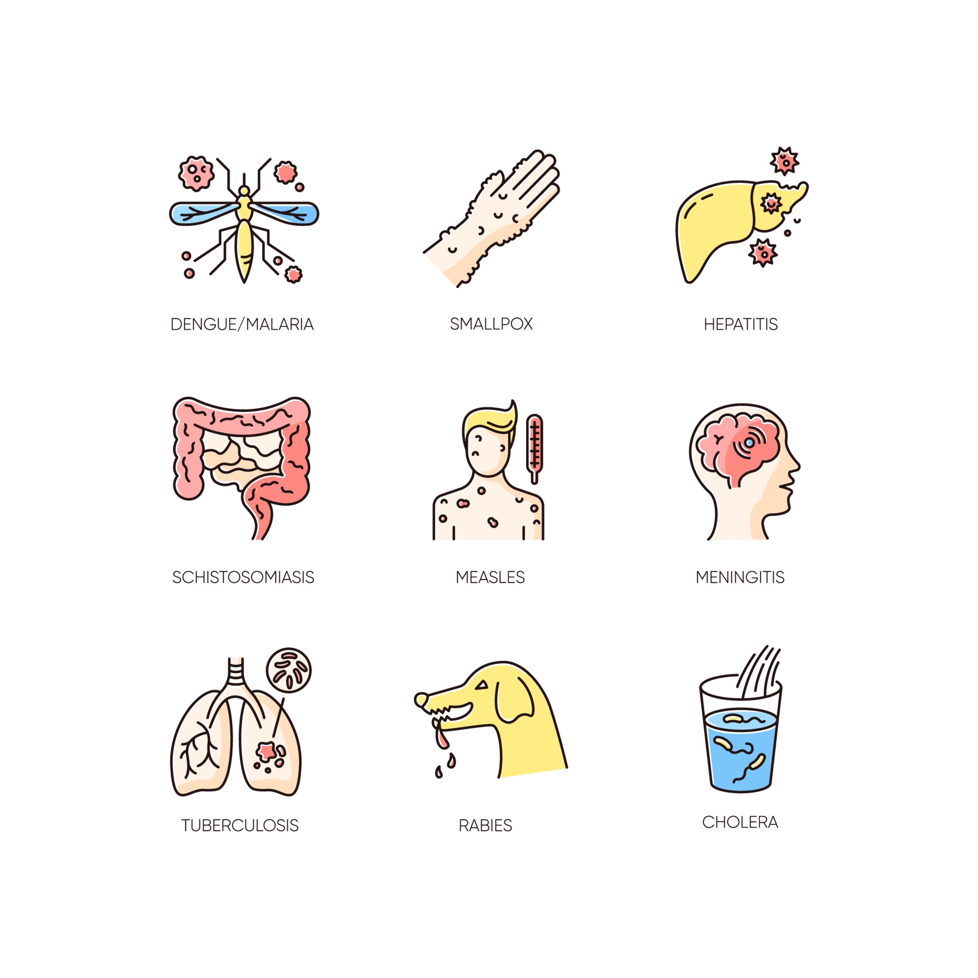 Viral infections RGB color icons set 3189526 Vector Art at Vecteezy Viral infections RGB color icons set 3189526 Vector Art at Vecteezy