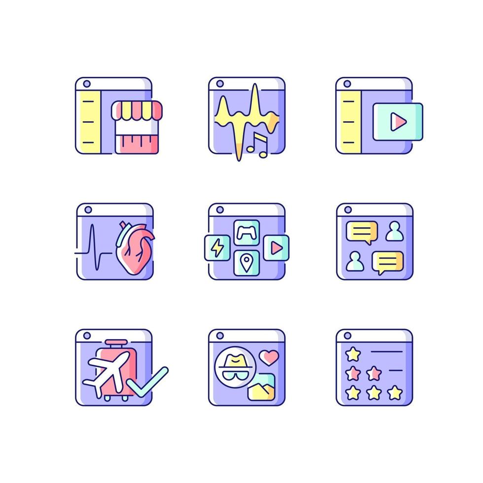 Digital platforms RGB color icons set 3189811 Vector Art at Vecteezy
