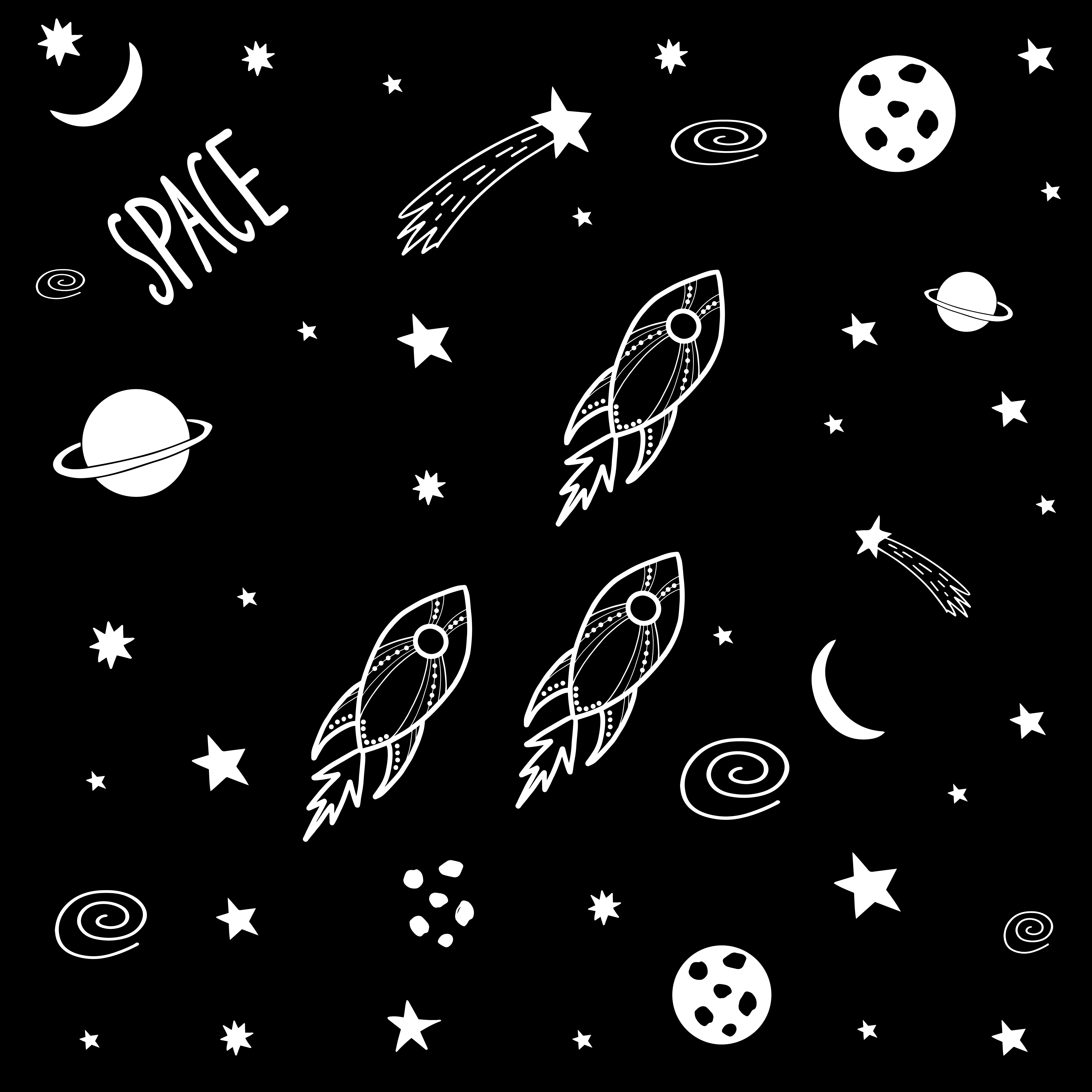Cute cartoon doodle rockets in outer space. Galaxy pattern 3195298 ...