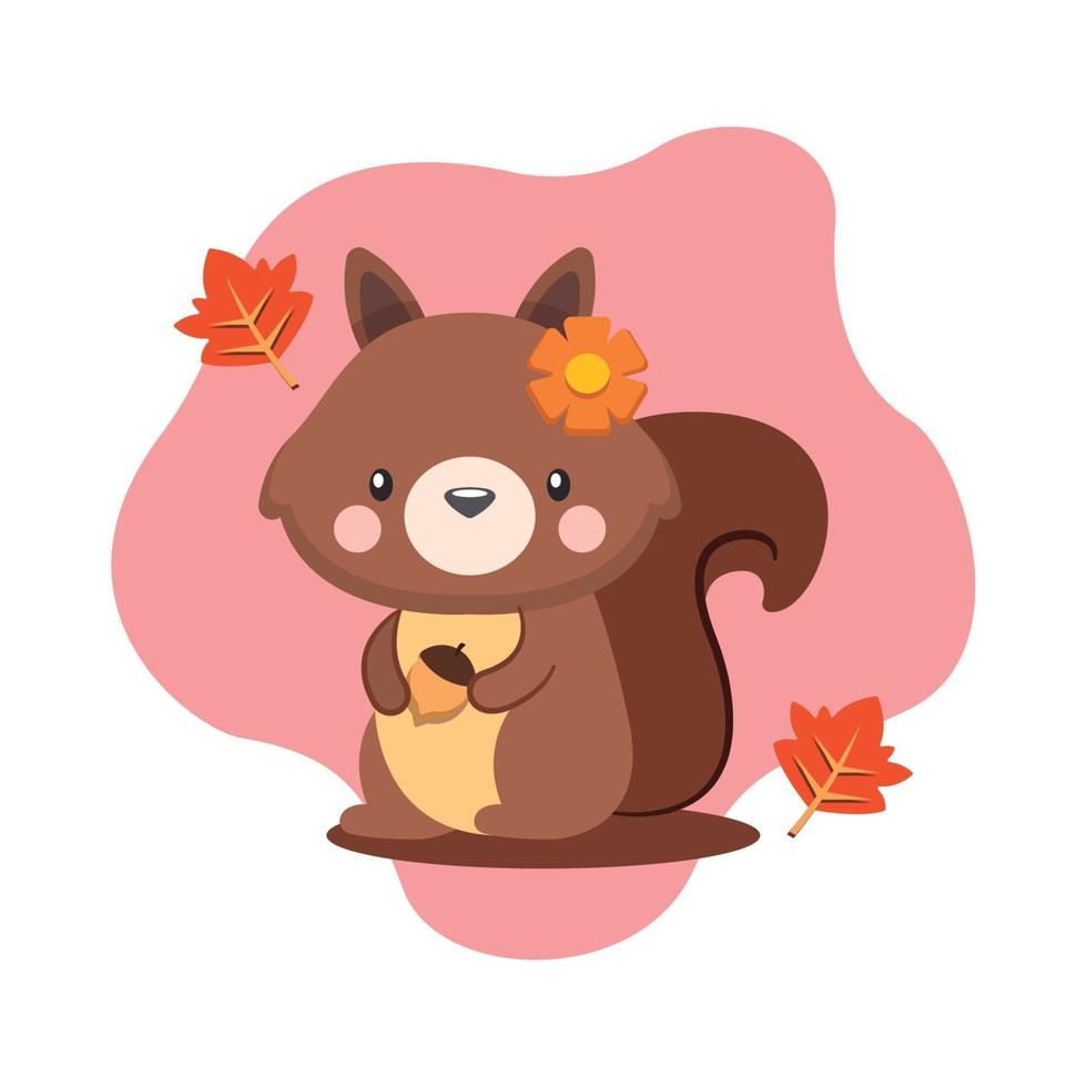 Caricatura Kawaii De Una Ardilla Con Una Bellota 3206401 Vector En Vecteezy