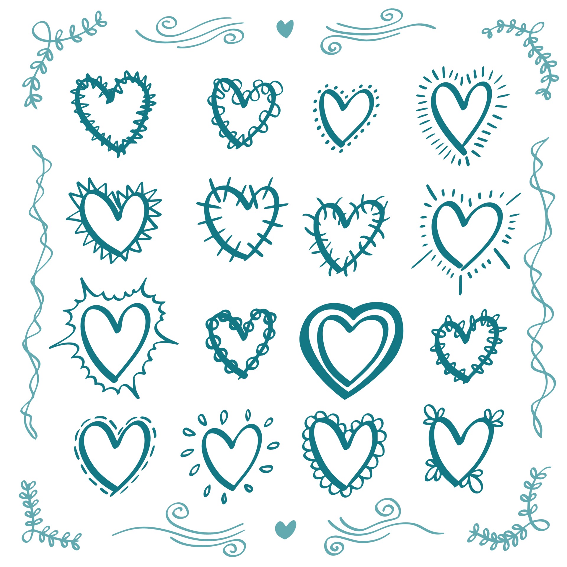 Hand drawn cute vector hearts 3210622 Vector Art at Vecteezy
