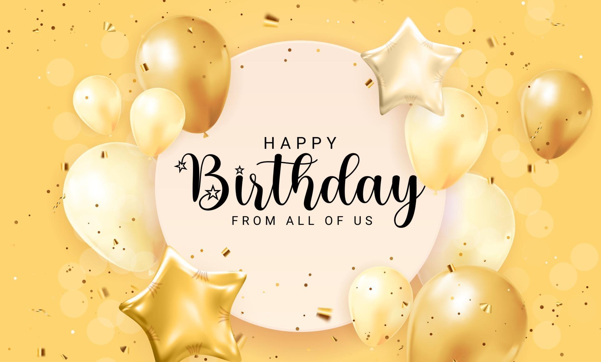 Happy Birthday Congratulations Banner Design With Confetti Balloons