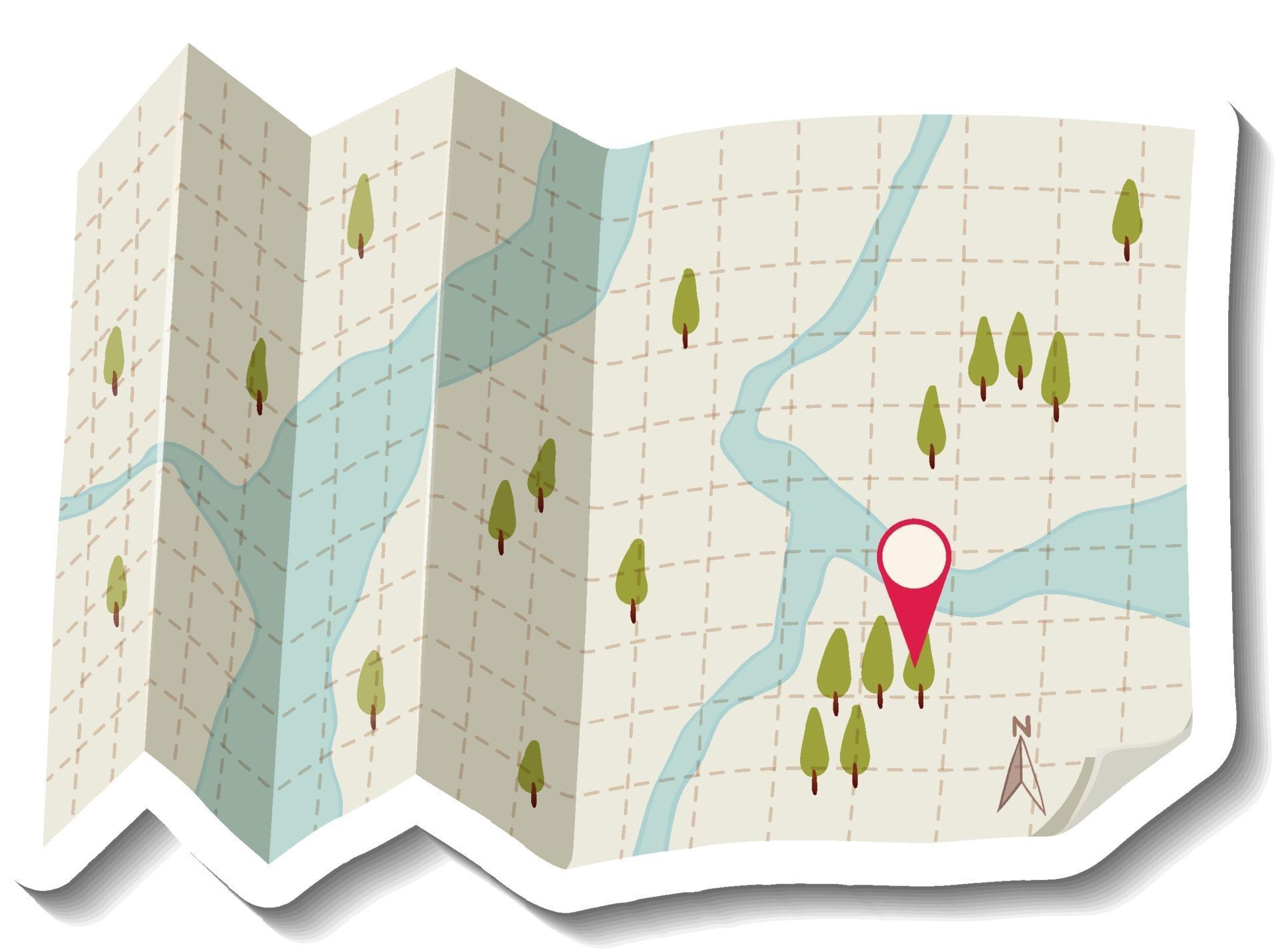 Folded paper map with red pin 3216118 Vector Art at Vecteezy